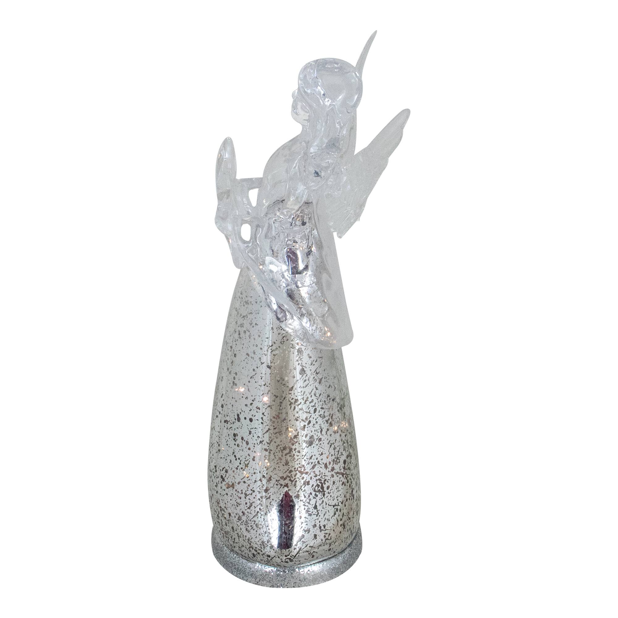 Northlight Lighted Angel Holding a Star Christmas Figurine 13” Silver ...