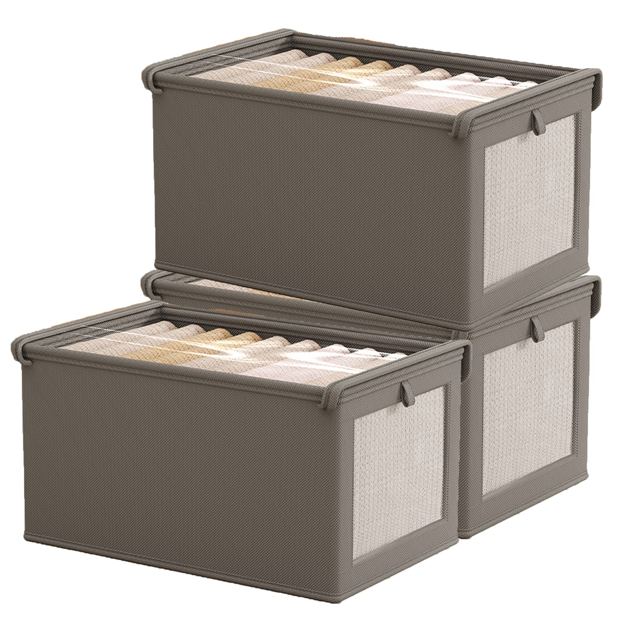 Auledio 3 Pack Extra Large Canvas Storage Boxes With Clear Window ...