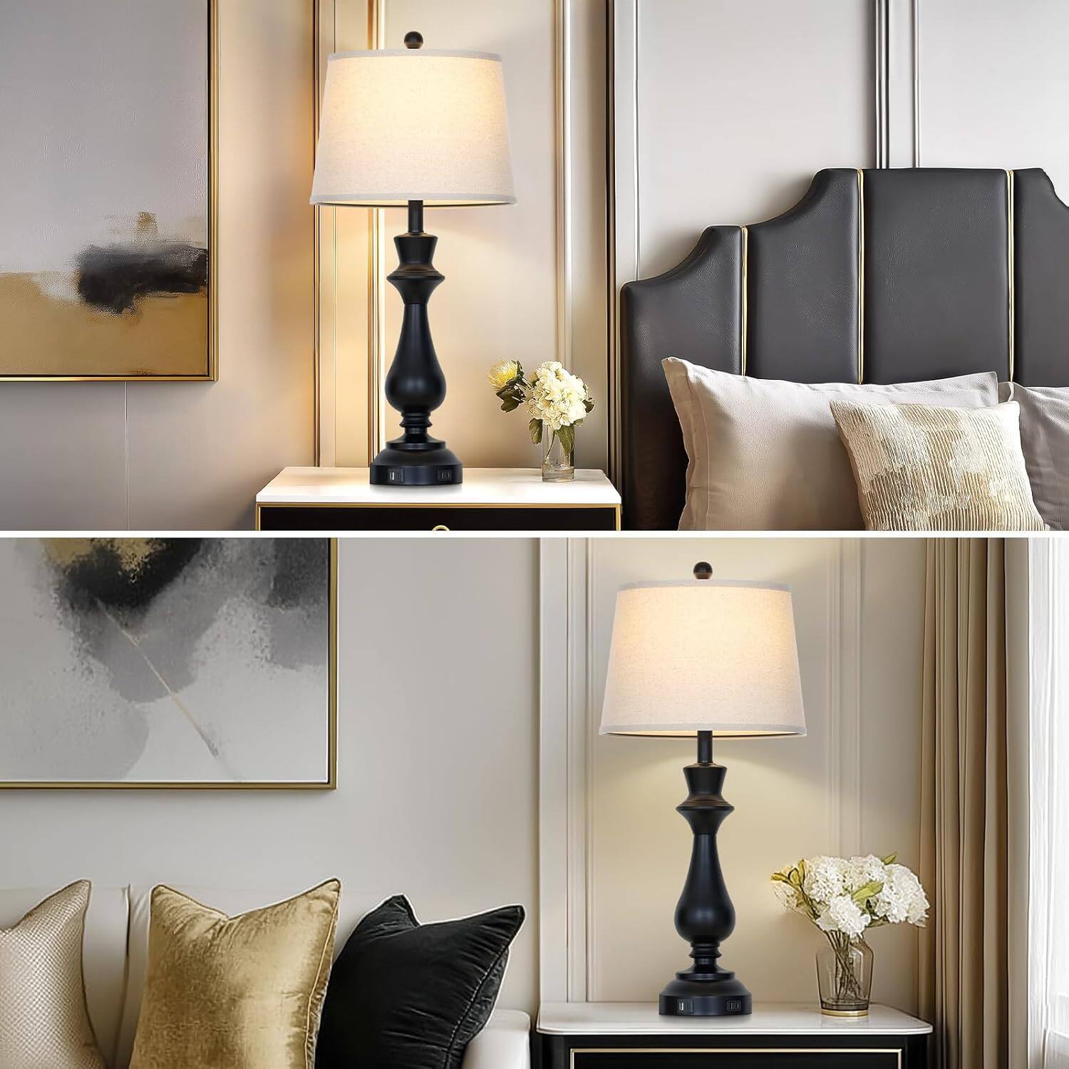 Cozy Serene Black Lamp desk lamp Modern USB Dimmable metal Table Lamps ...