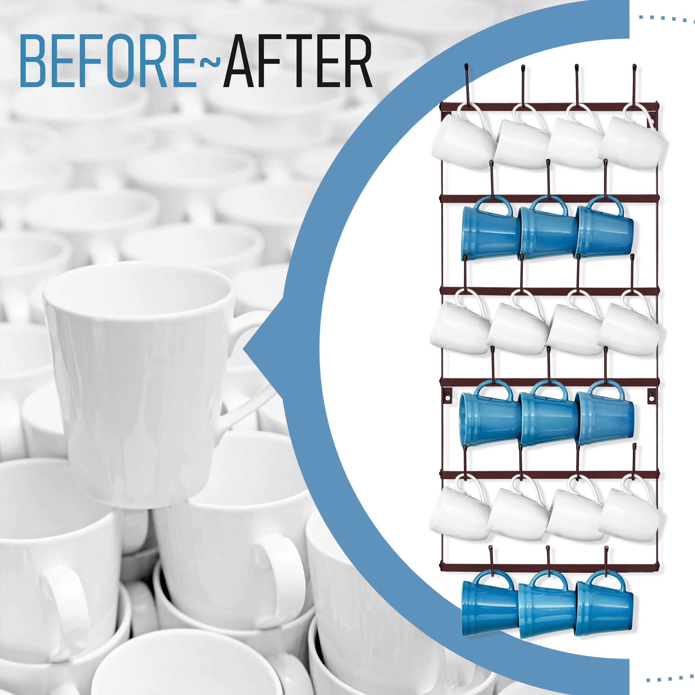 Sorbus Mug Rack for Wall Small Rustic Coffee Mug Holder Wall Mount with ...