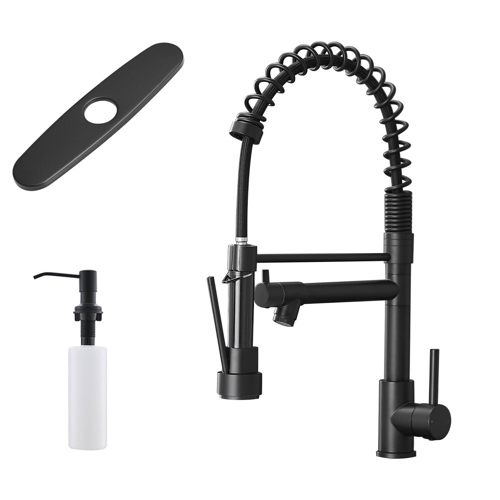 Kitchen Sink Faucet with Soap Dispenser & Pull Down Sprayer 2 Modes 304 ...
