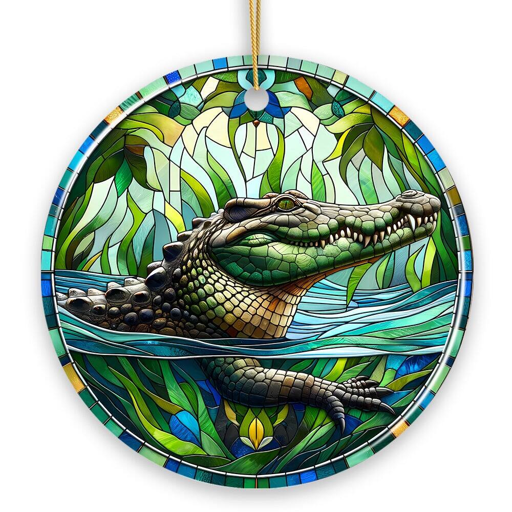 OrnamentallyYou Nile Crocodile Stained Glass Style Ceramic Ornament ...