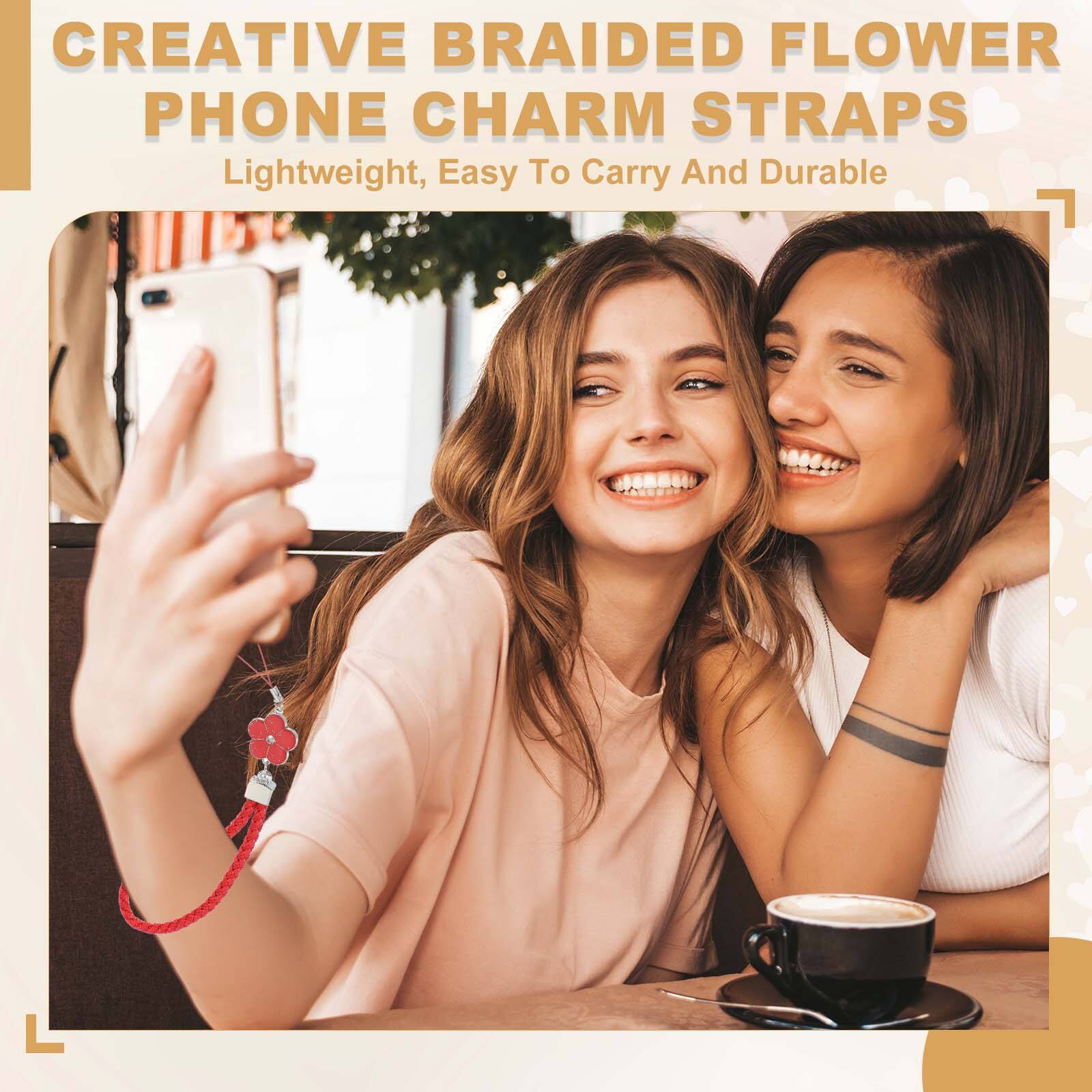Unique Bargains 6pcs Creative Braided Flower Phone Charm Wrist Lanyard ...