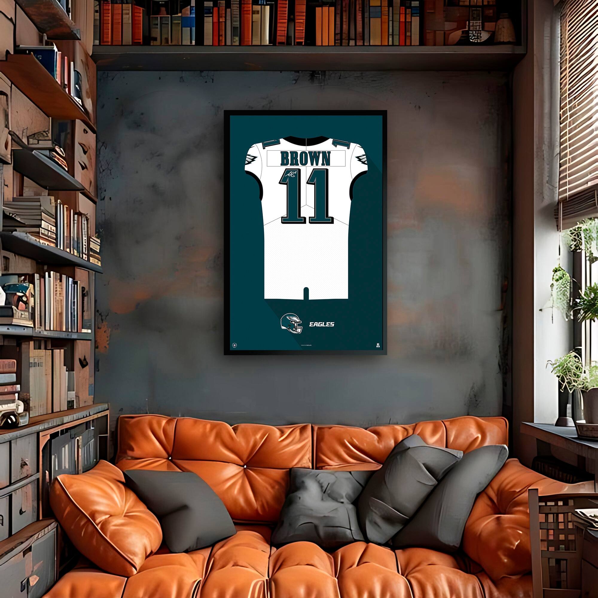 Sporticulture A.J. Brown Philadelphia Eagles 14" x 20" Framed Jersey Print White 203598885 ...