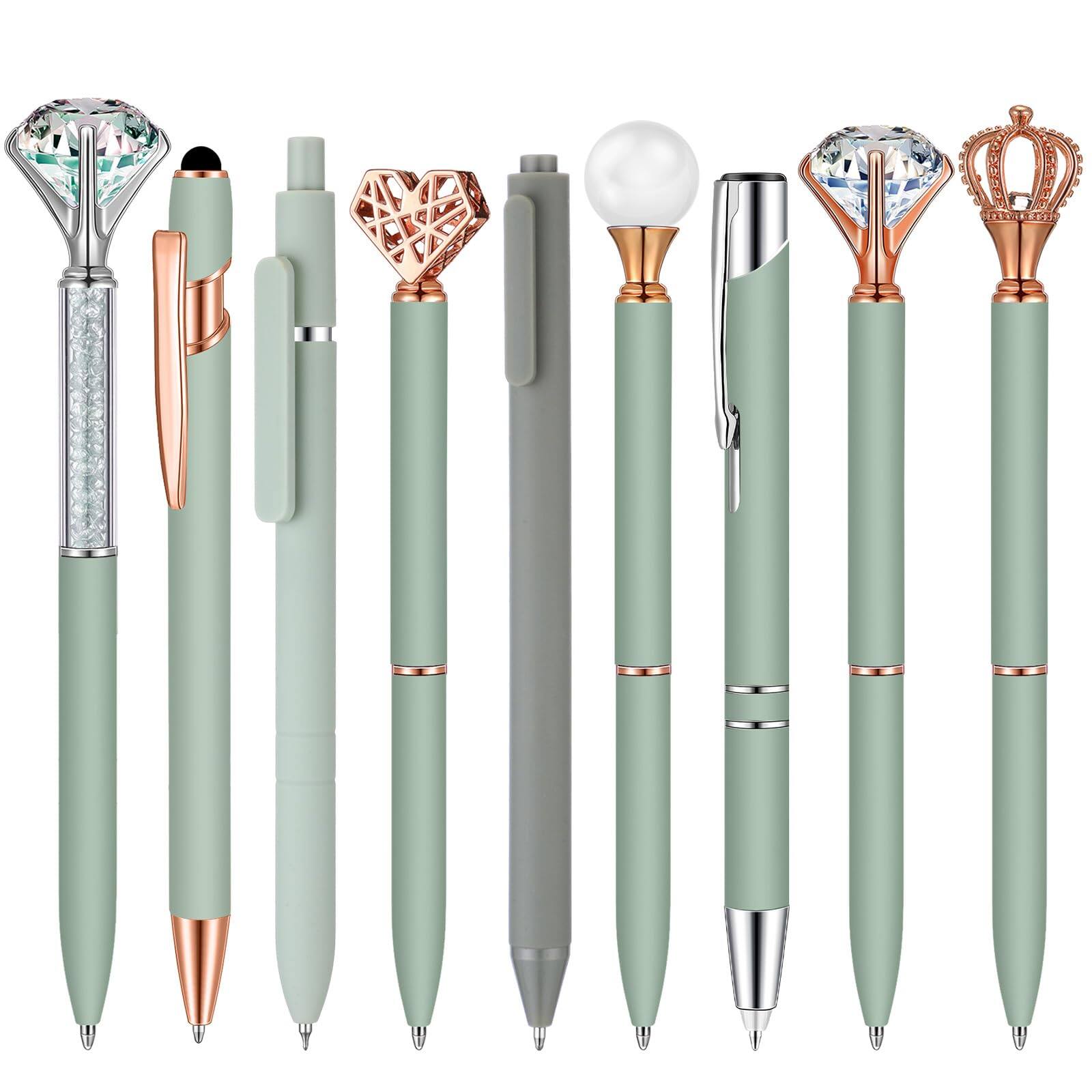 Paradigms Interiors 9 Ballpoint Pens Set Metal Crystal Glitter For ...