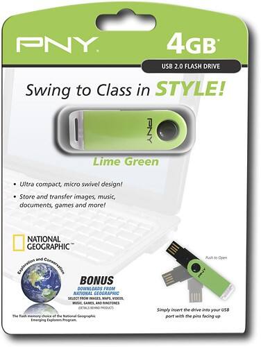 Best Buy: PNY 4GB USB 2.0 Flash Drive Lime Green P-FD4GB-BTS-GRN-EF