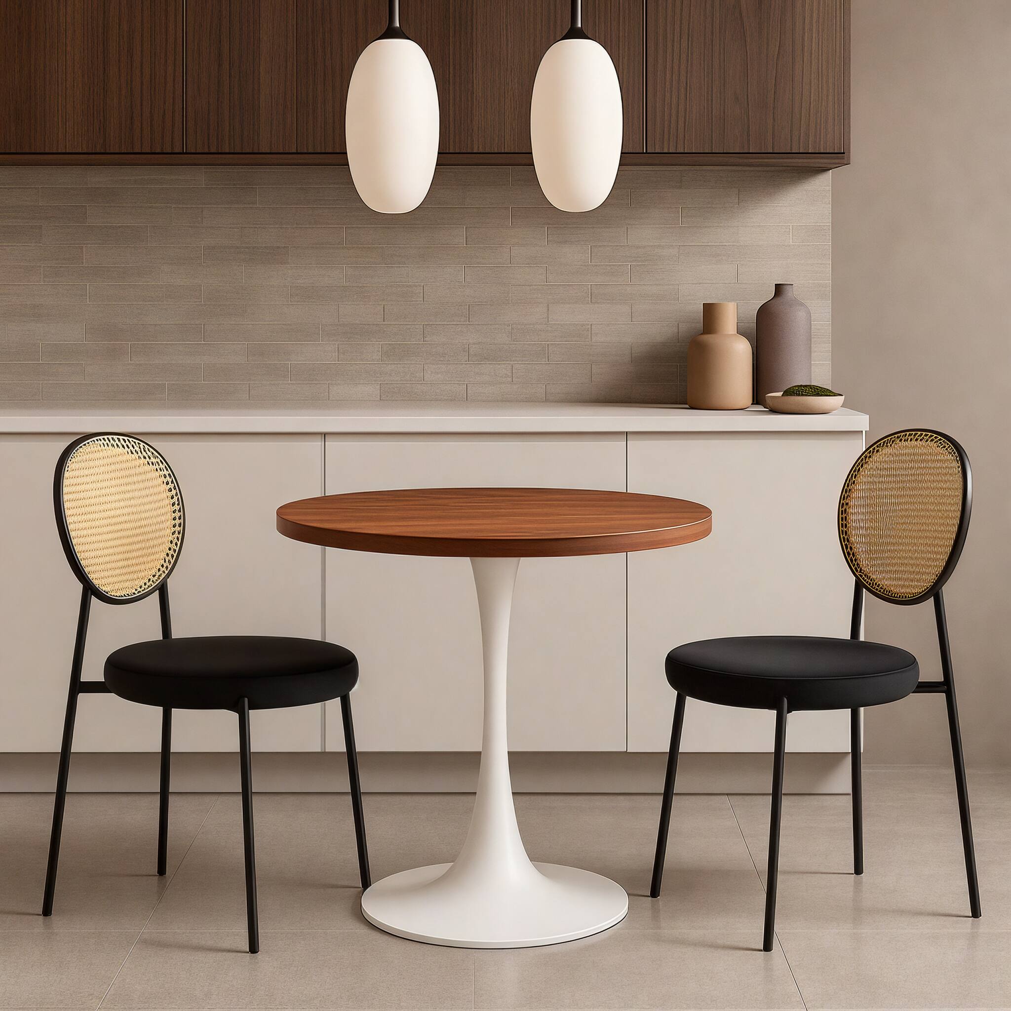 LeisureMod Bristol 36" Round Contemporary Dining Table MDF Circular Top ...