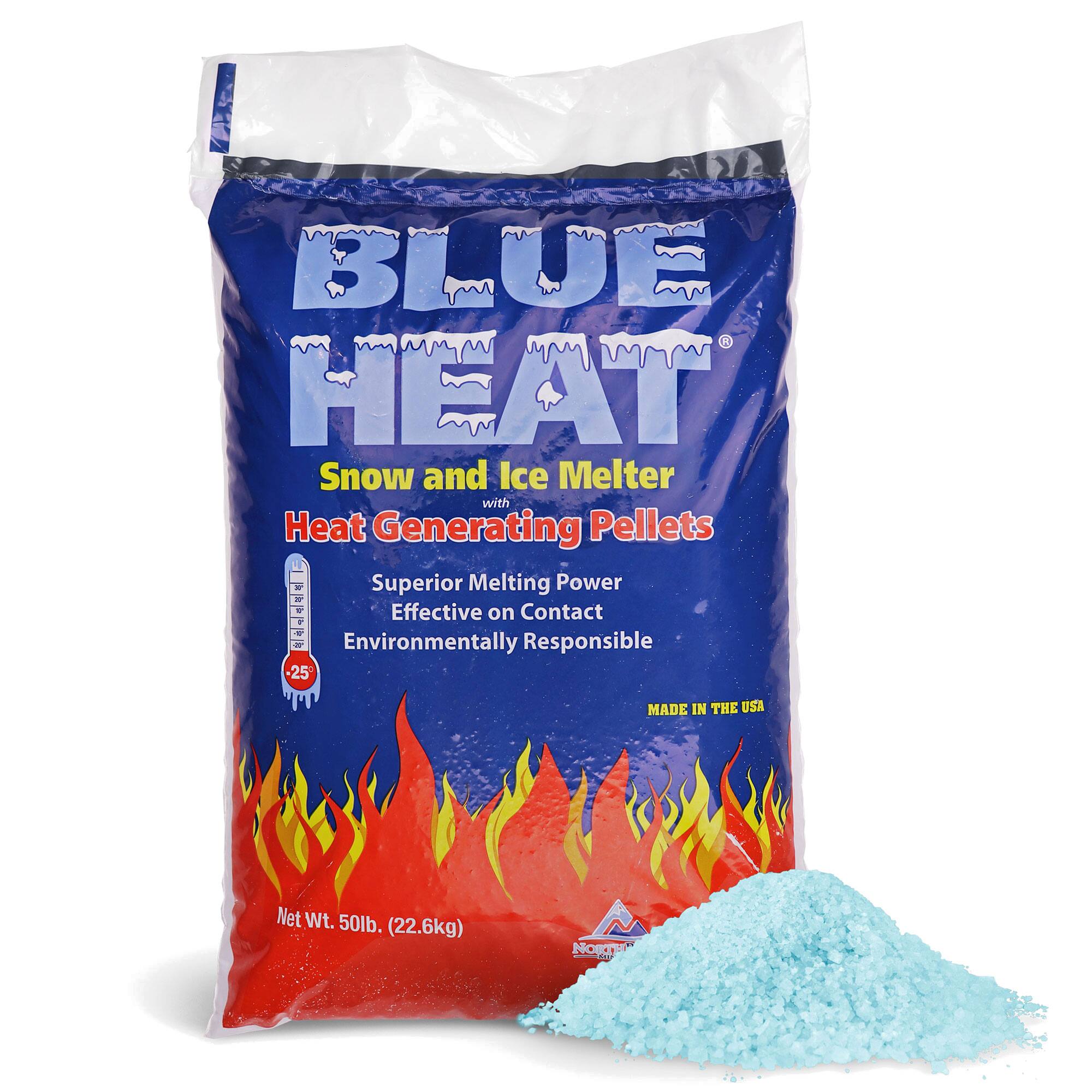 Blue Heat Ice Melt Pellets Deicer and Snow Removal for Driveway, 50 lb ...