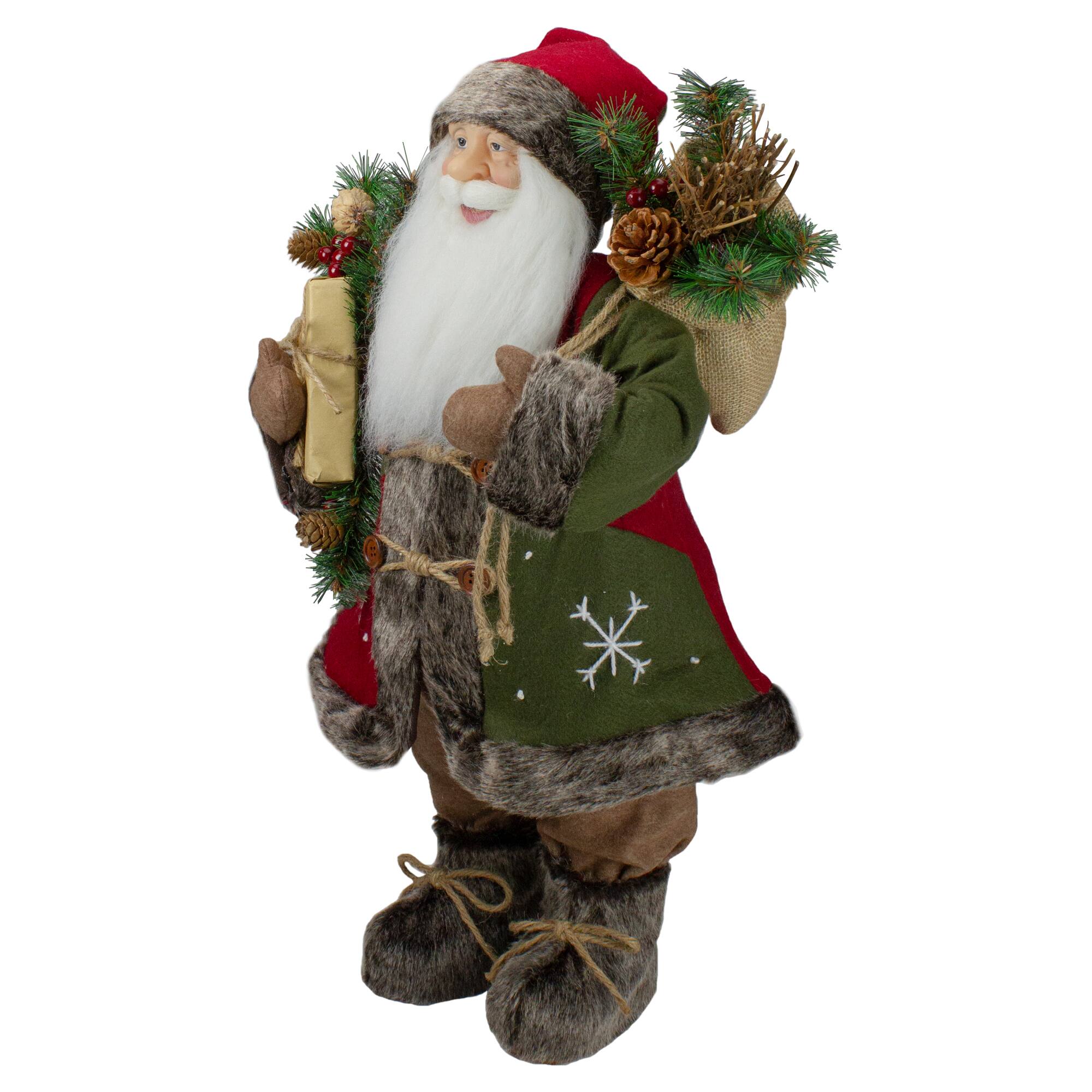 Northlight 24" Country Rustic Santa Claus with Snowflake Jacket ...