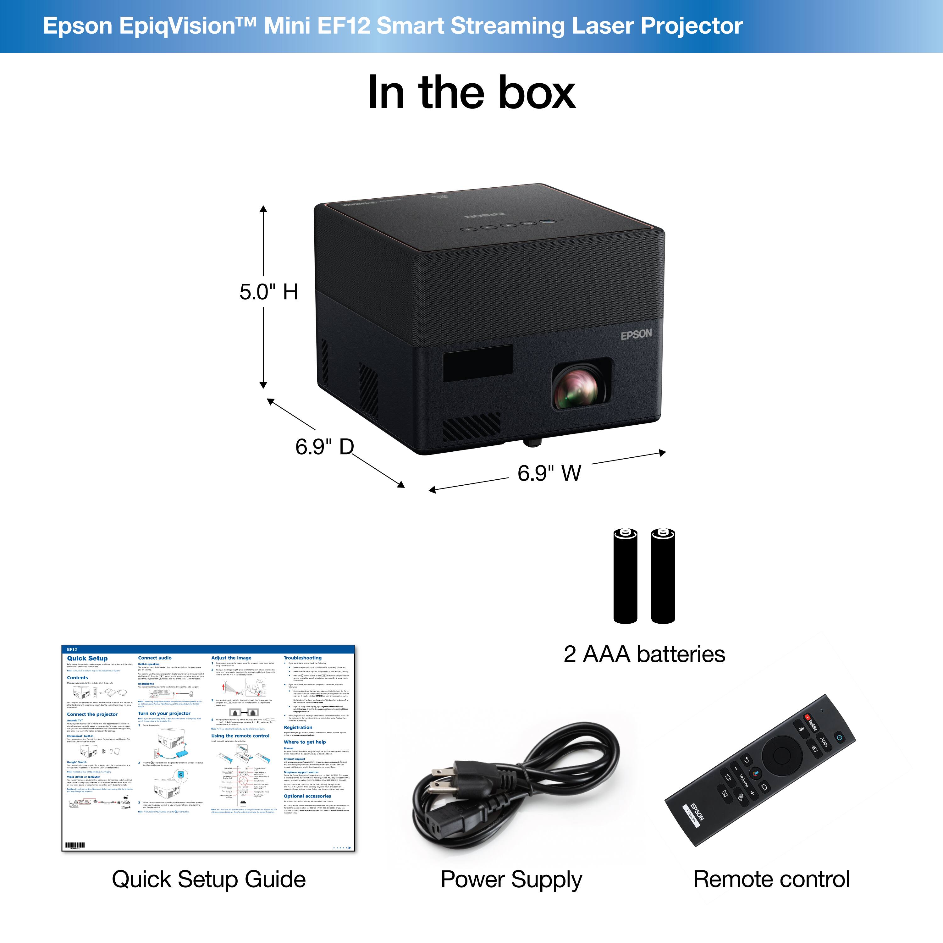 Epson EpiqVision Mini EF12 Smart Streaming Laser Projector (Refurbished) Black V11HA14020-N ...