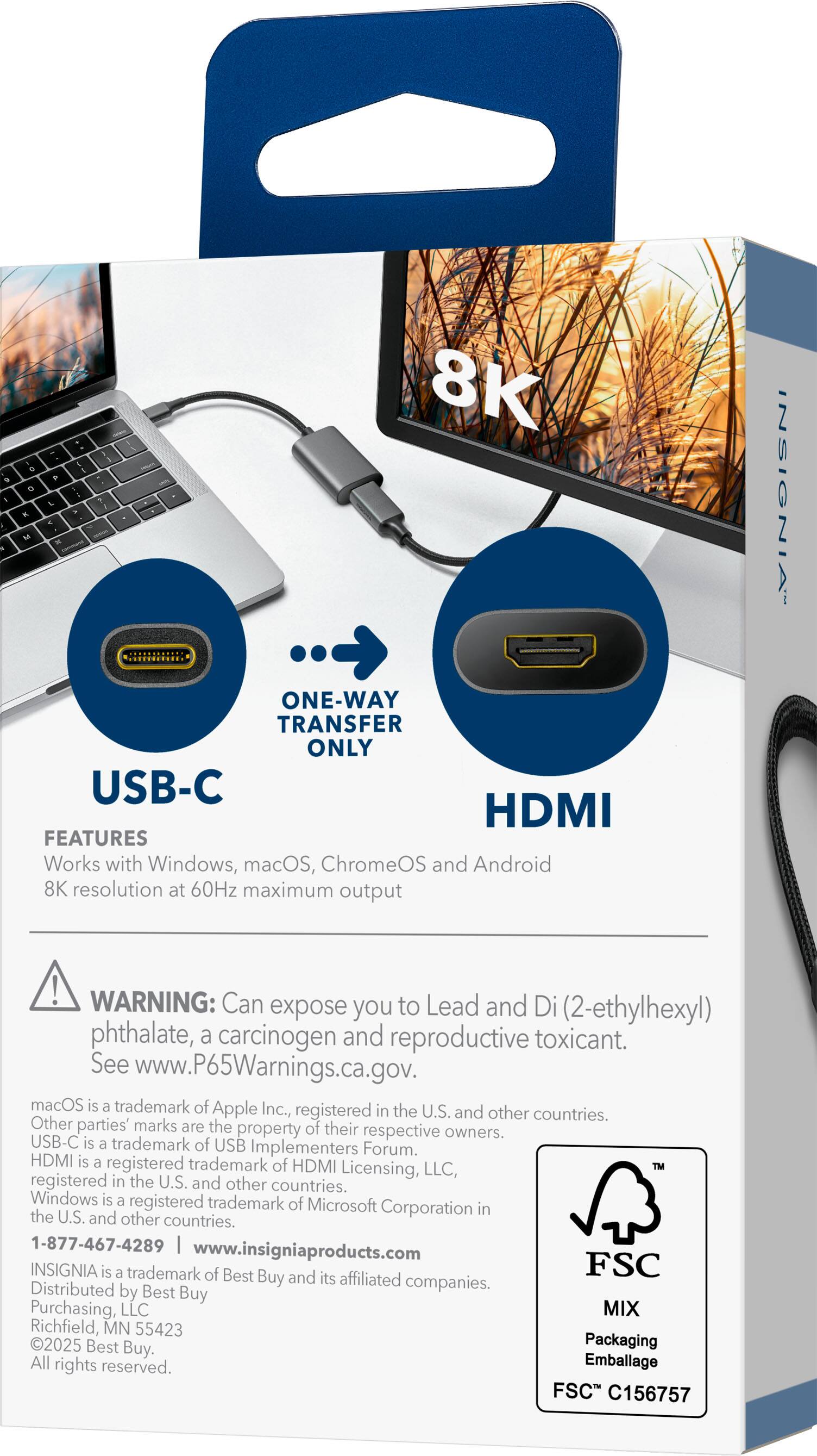 Insignia™ 8K USB C to HDMI Adapter Black NS-C2HDM21F - Best Buy