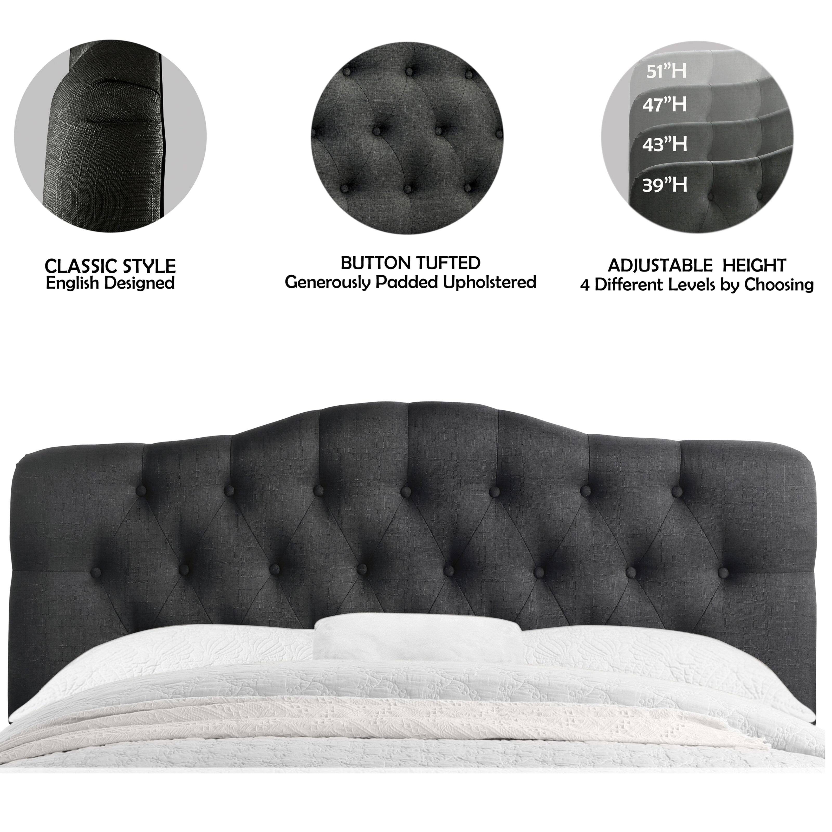 Boyel Living 58 in Low Profile Upholstered Bed Frame with Solid Wood ...