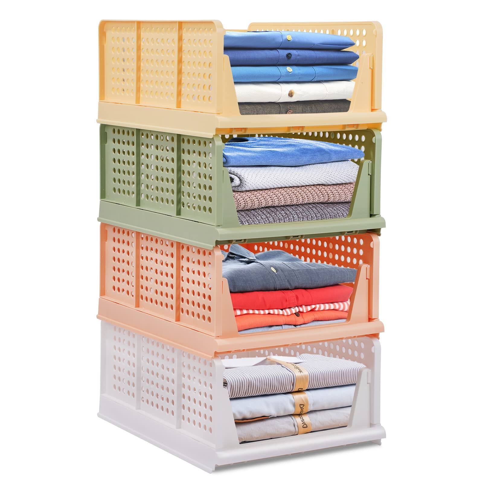 VEGA AUTOMOTIVE Folding Wardrobe Storage Box 4 pack Plastic Drawer ...