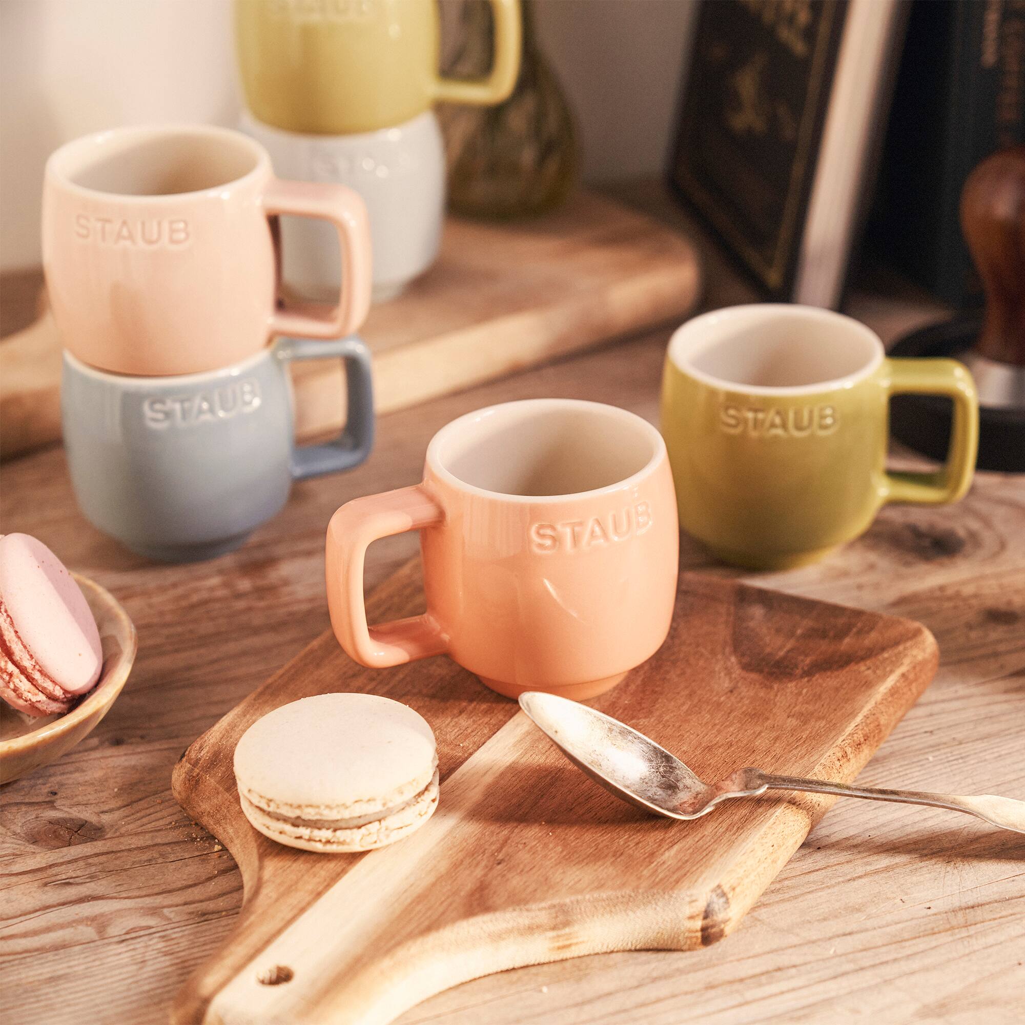 Staub Ceramic Dinnerware 6 pc 3.5 oz. Espresso Cups Pastels Macaron ...