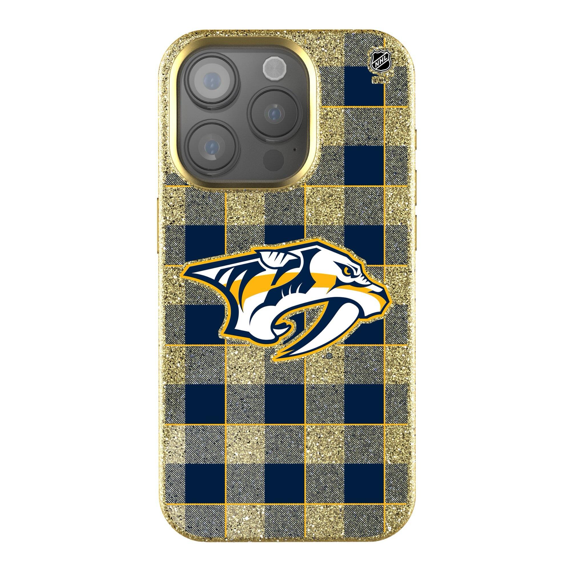 Keyscaper NHL Nashville Predators Plaid Bling iPhone Case 16 Pro Gold ...