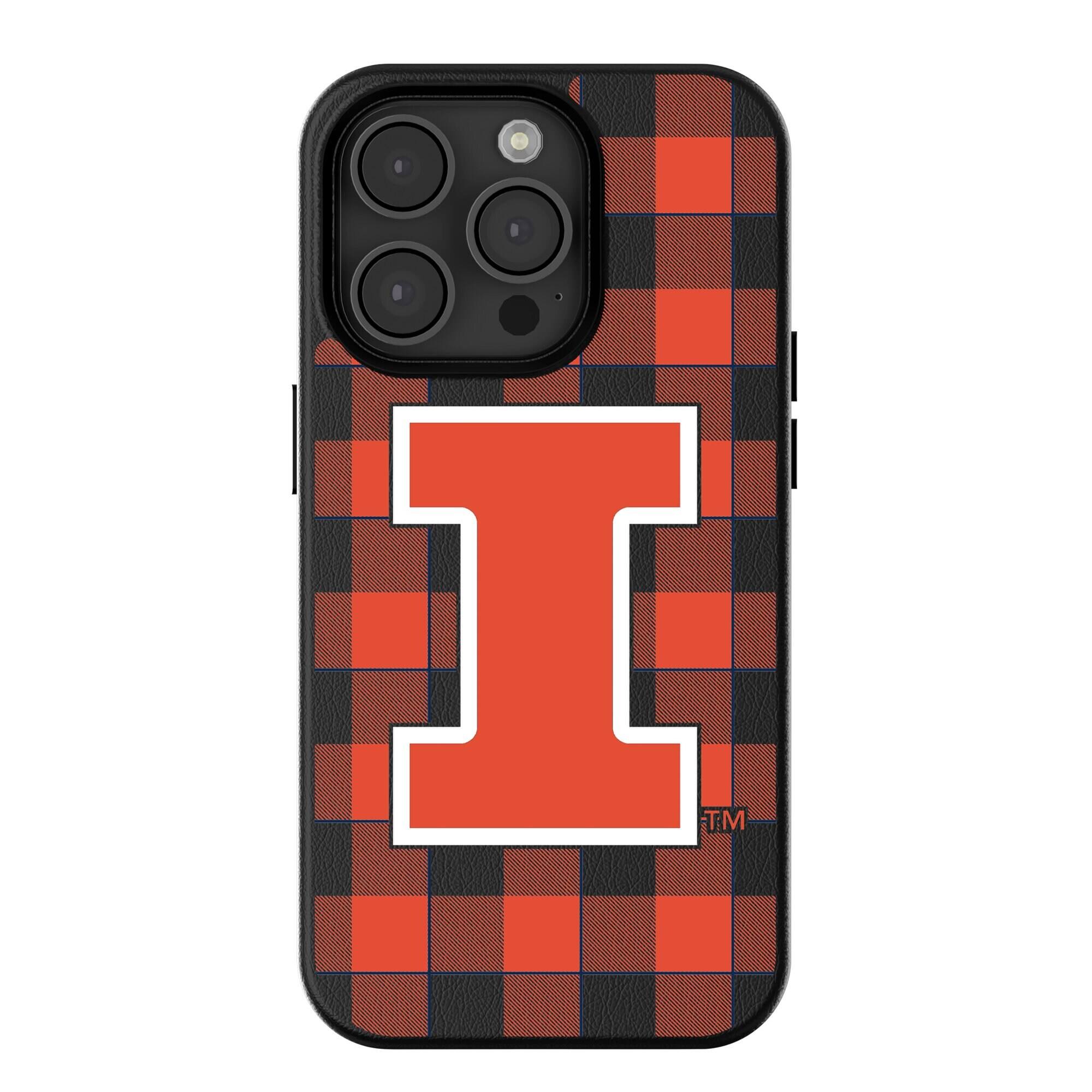 Keyscaper NCAA Illinois Fighting Illini Plaid Magnetic Bump iPhone Case 16 Pro Max Black ...