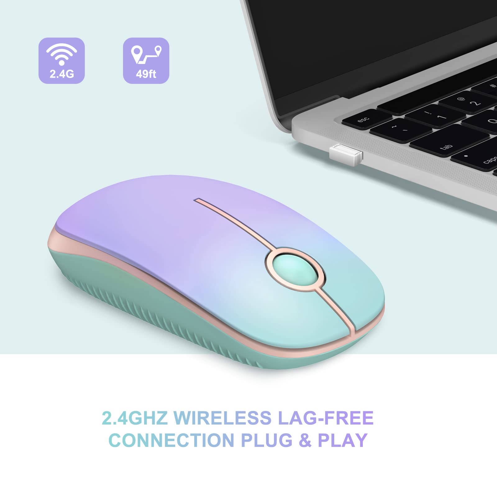 Cozy Serene Wireless Mouse 2.4g Slim Portable Computer With Nano ...