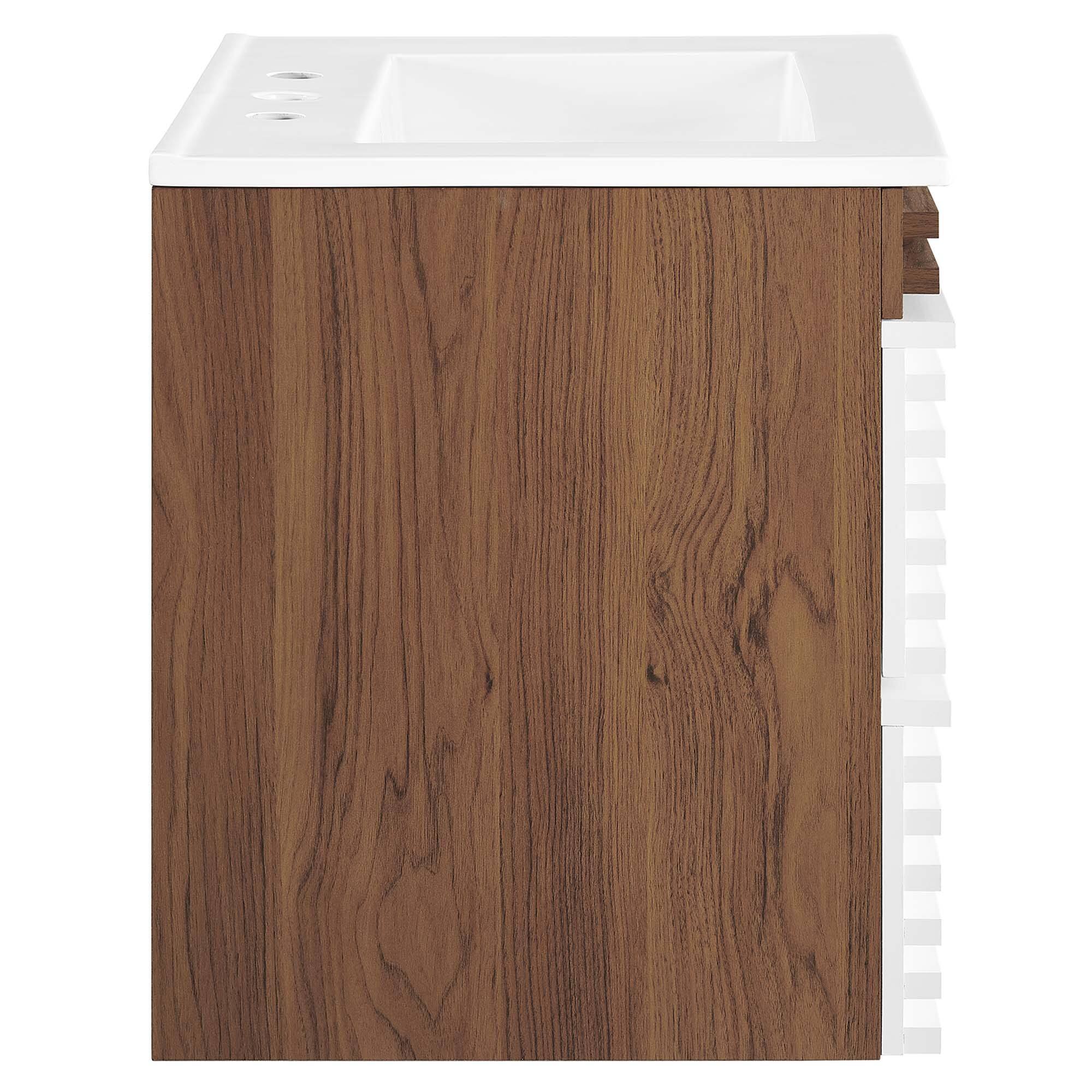 Modway Render Wall Mount Bathroom Vanity with White Basin Included ...