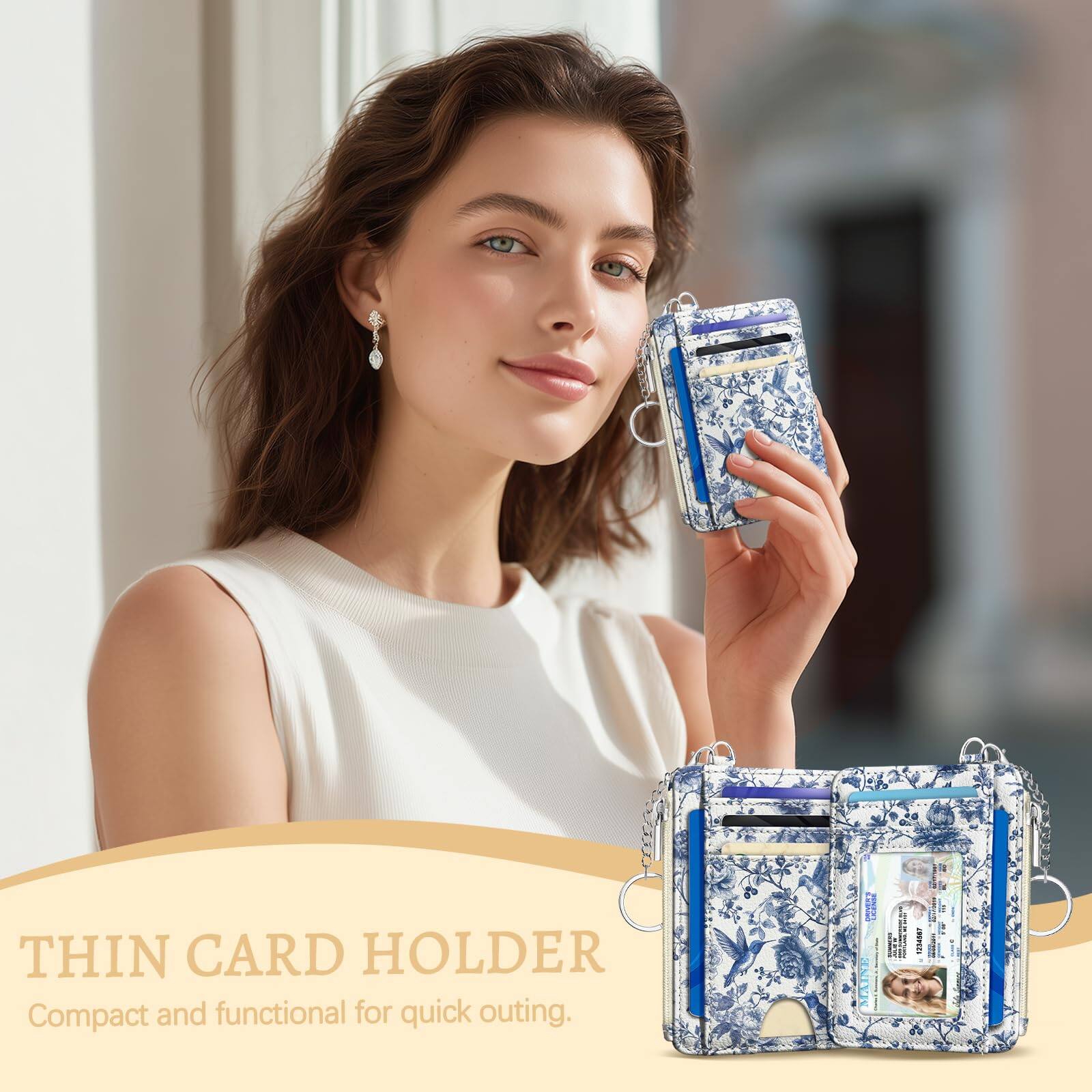 Jadie Link Bird Flowers Credit Card Holder Small Wallet Women Slim Rfid ...