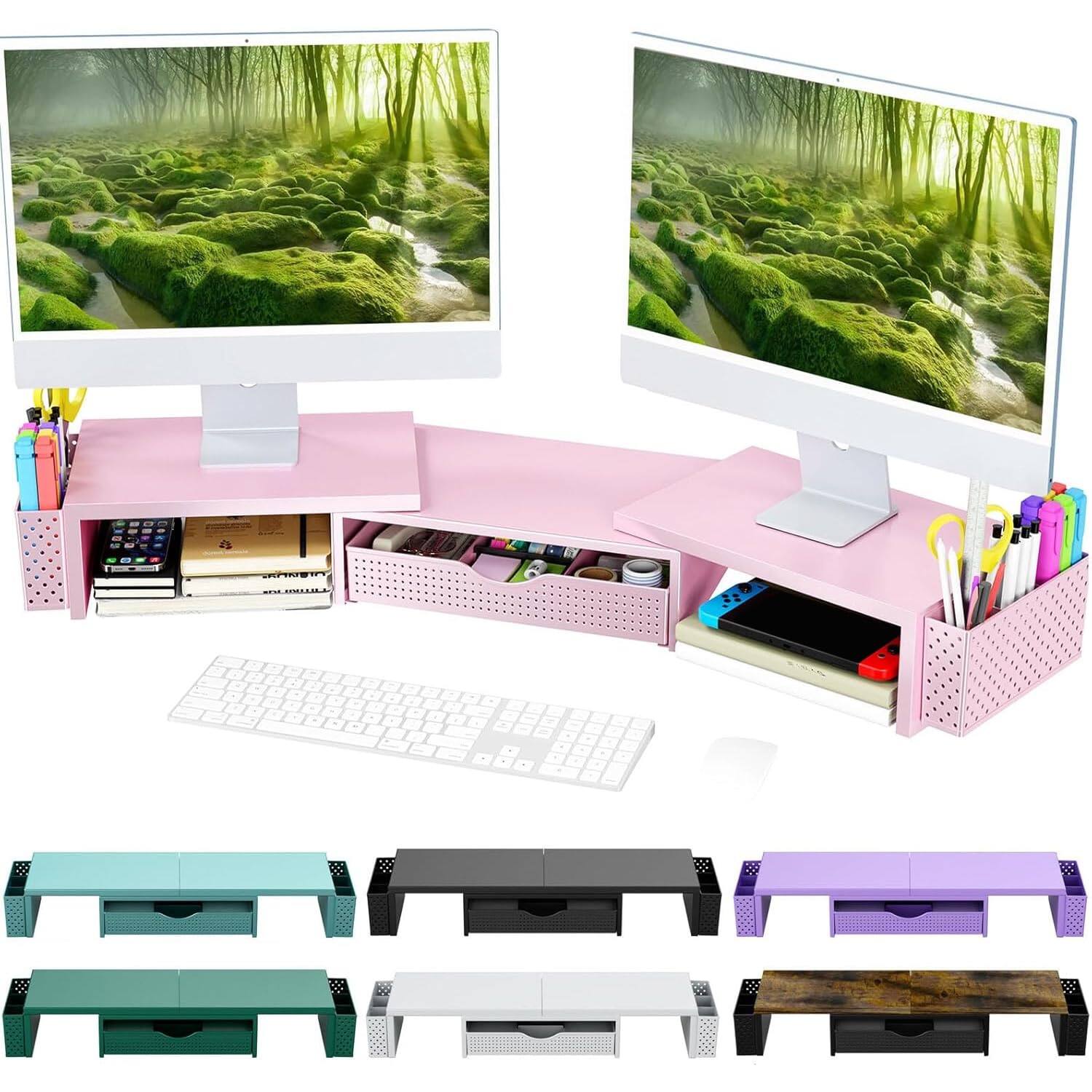 Refined Abode Design Metal Desk Organizers And Accessories Dual Monitor ...