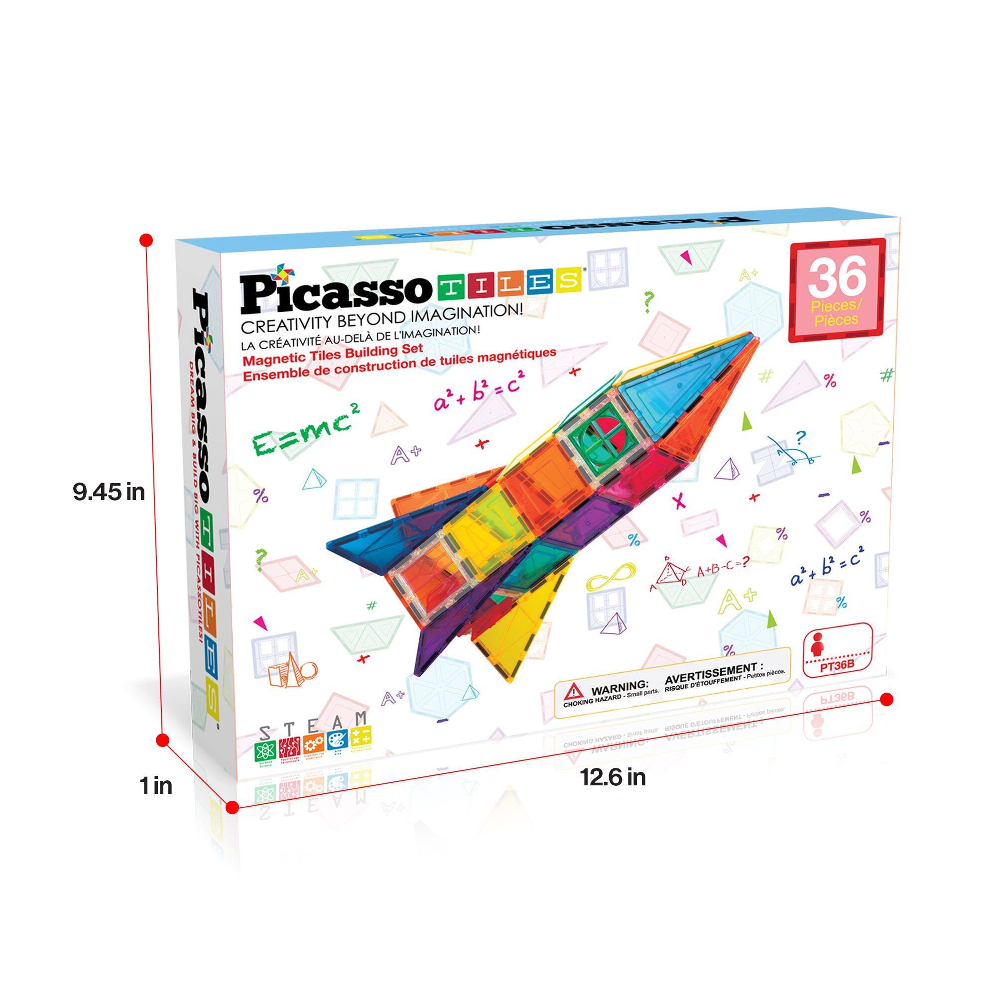 PicassoTiles PICASSO TILES Magnetic Tiles for Kids, 36PCS Magnet Rocket ...