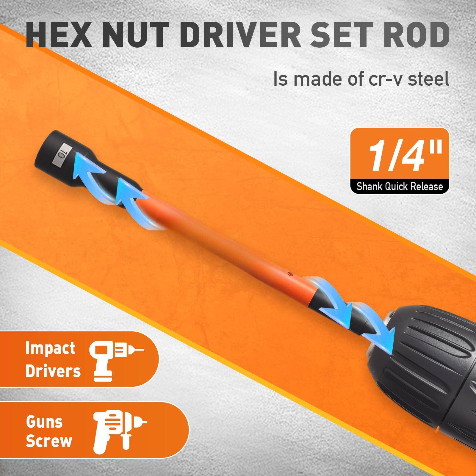 JETRANSPORT 59pcs Magnetic Nut Driver Set With 6 in 1 Ratcheting Handle ...