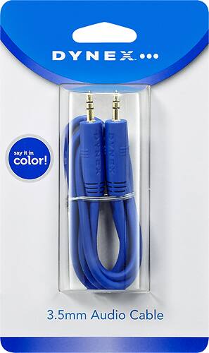 Best Buy: Dynex™ 3' 3.5mm Stereo Auxiliary Cable Blue DX-B35S