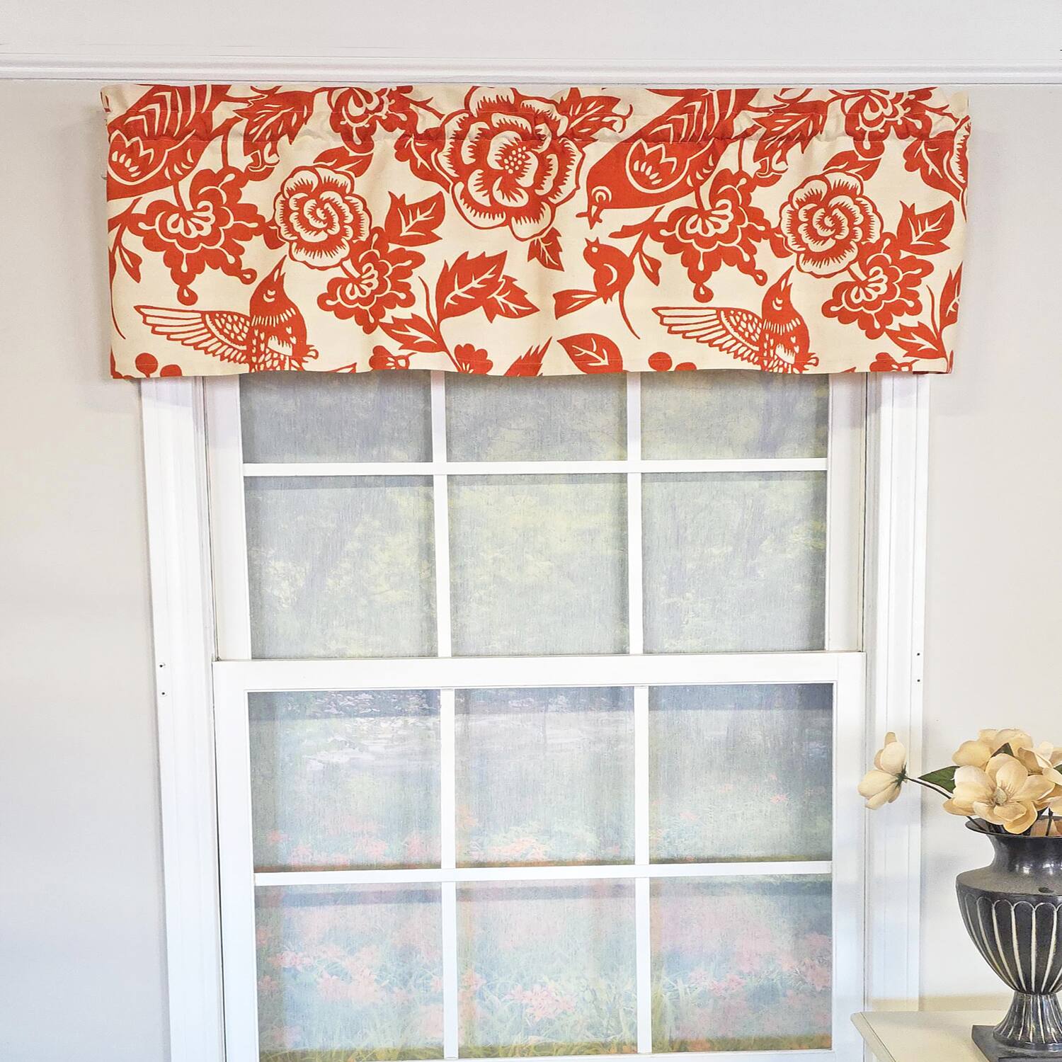 RLF Home 100% Cotton High Quality Love Bird Tailored Window Valance ...