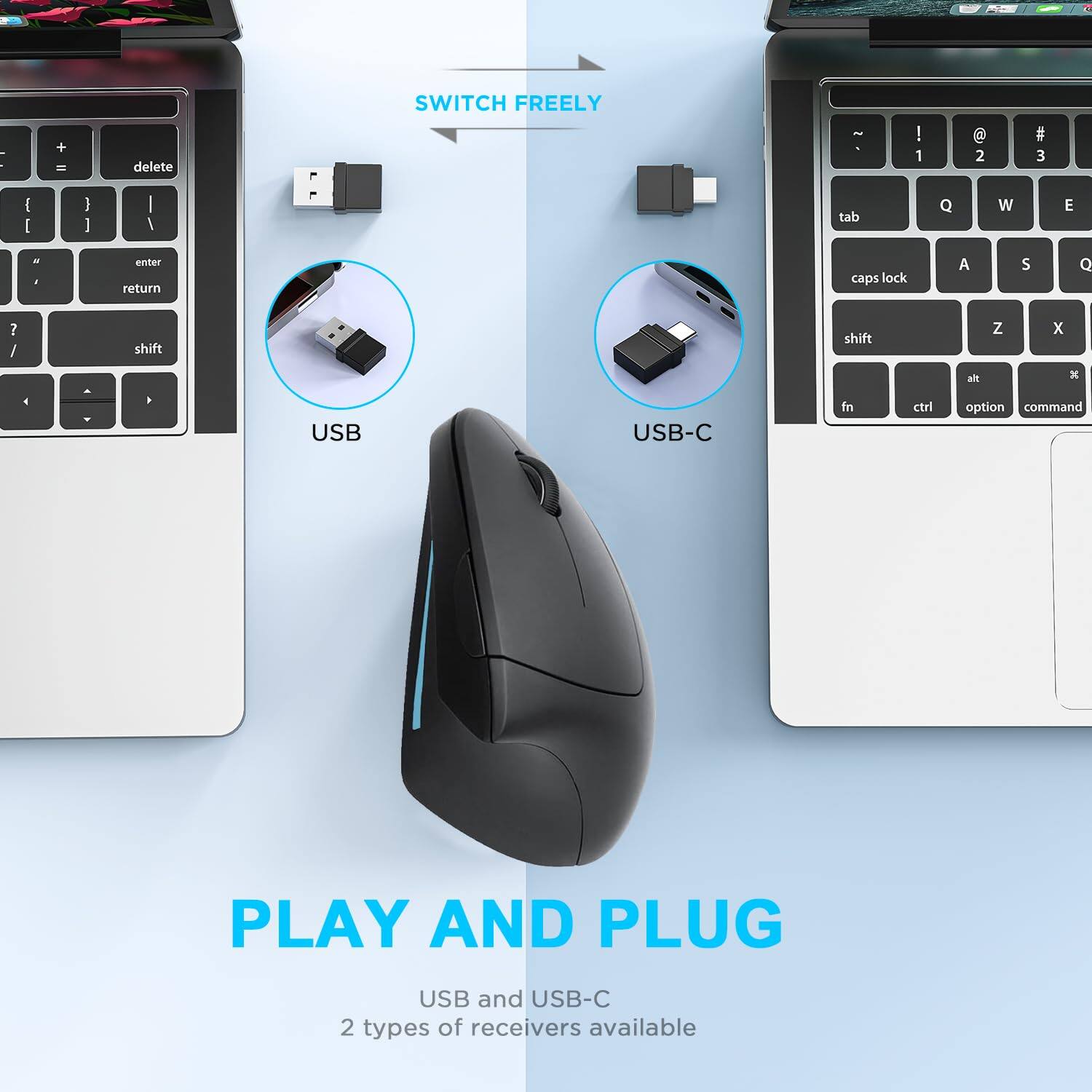 Cozy Serene Wireless Mouse Rechargeable USB Vertical rechargeable 2 ...