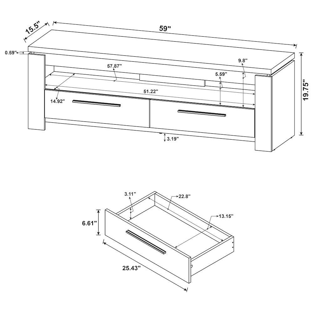 Coaster Co. of America Elkton 2 drawer Engineered Wood 59" TV Stand ...