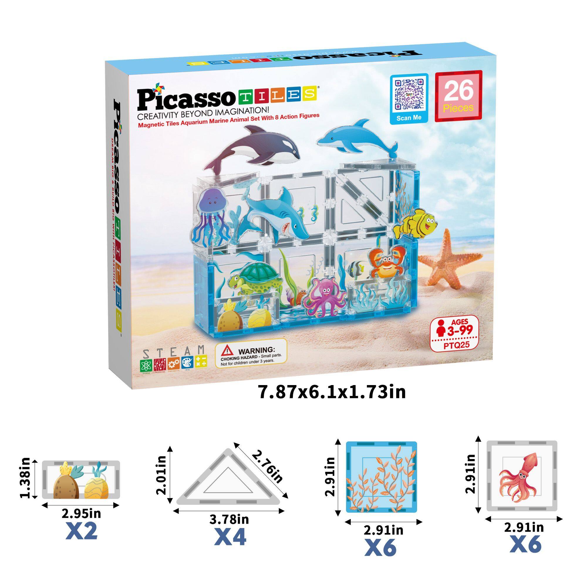 PicassoTiles PICASSO TILES Magnetic Tiles for Kids, 26PCS Marine Theme ...