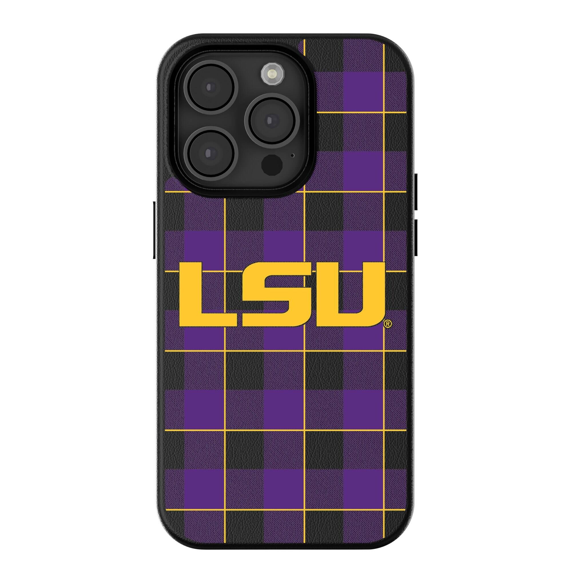Keyscaper NCAA LSU Tigers Plaid Magnetic Bump iPhone Case 15 Plus Black ...