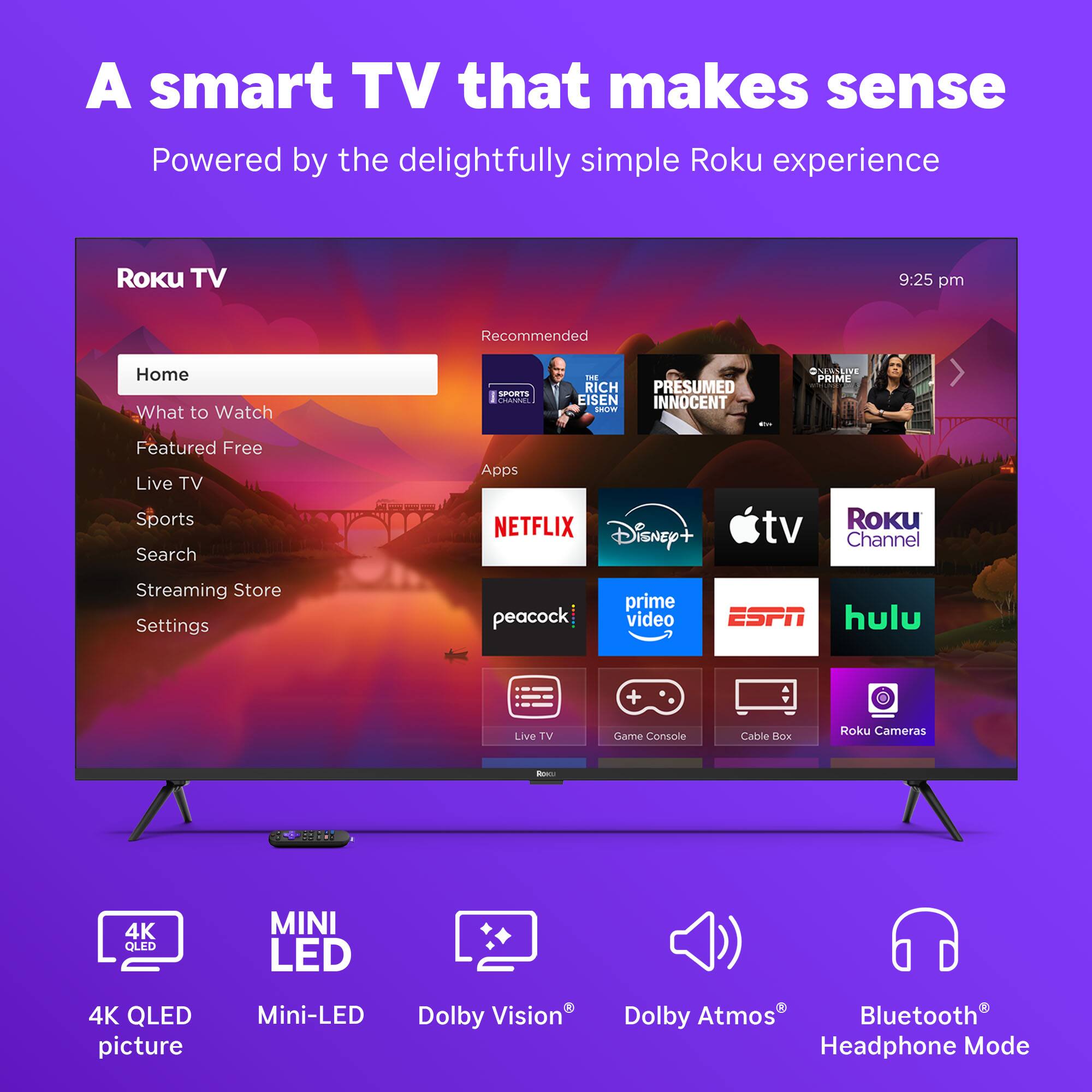 Roku 75" Class Plus Series 4K QLED Mini LED Smart RokuTV (2025) 75R6C7 ...