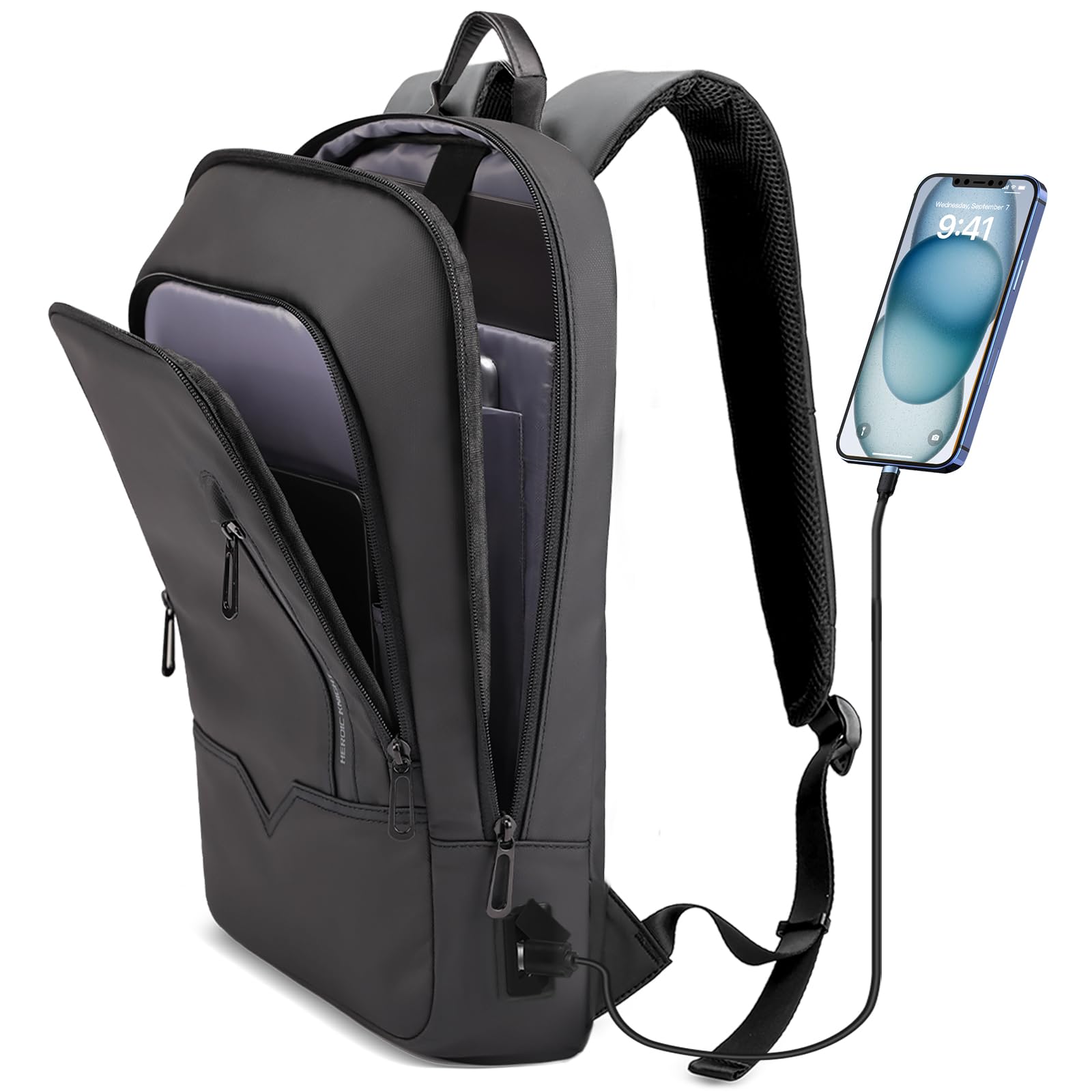 NICHOLAS KLEIN Backpack For Men Business Slim With Usb Computer ...
