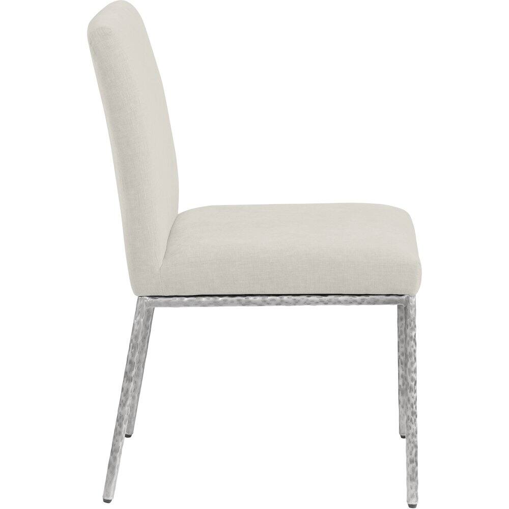 Meridian Furniture Reeves Cream Chenille Fabric Upholstered Dining Side ...