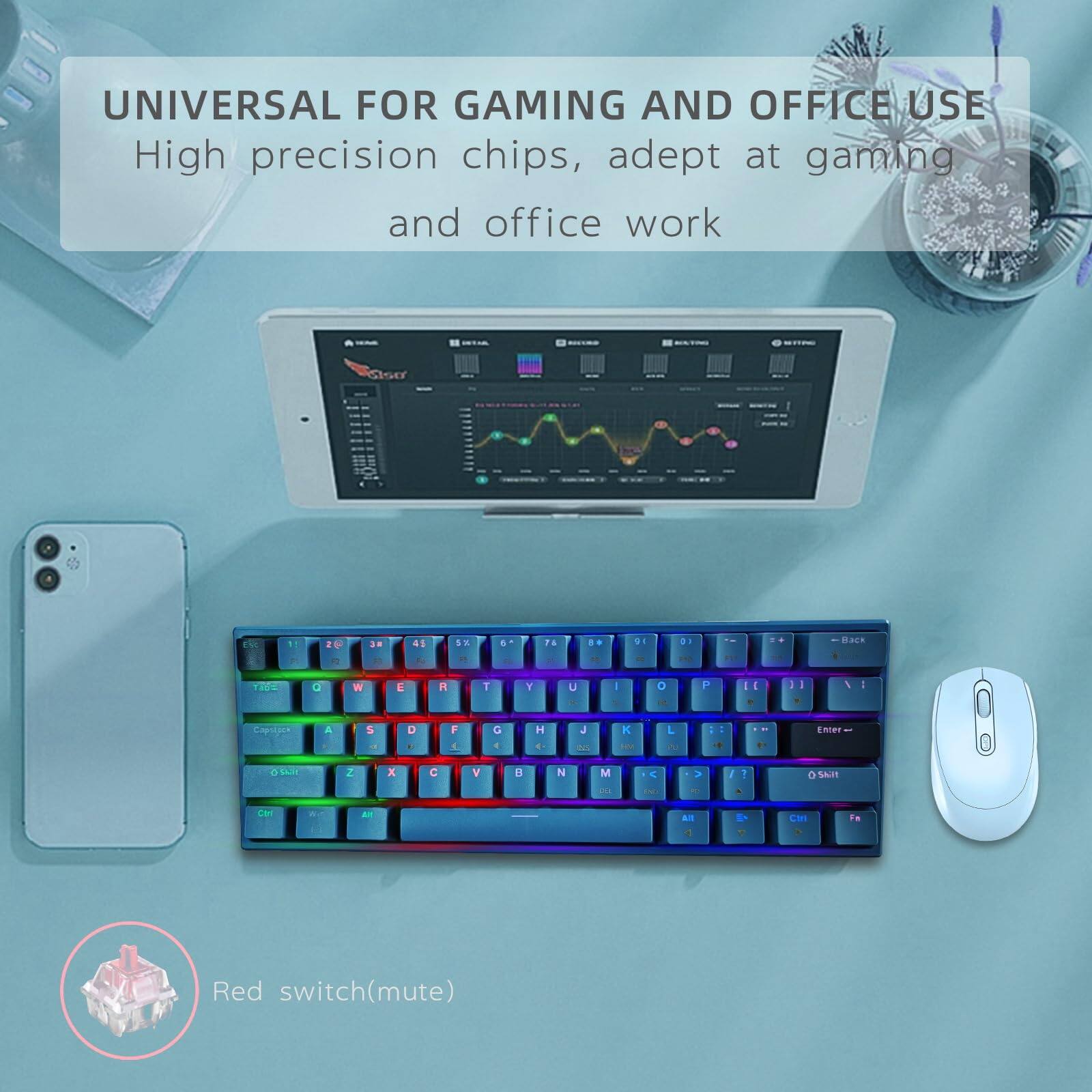 Cedar Assembly Portable 60 Mechanical Gaming Led Backlit Compact Mini ...