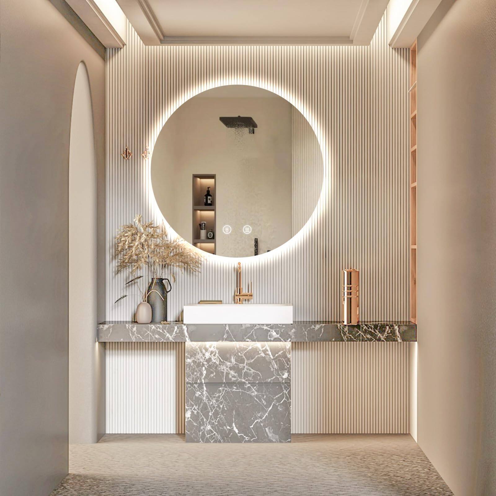 Earthley Blooms Led Mirror For Bathroom Backlit Vanity With Lights ...