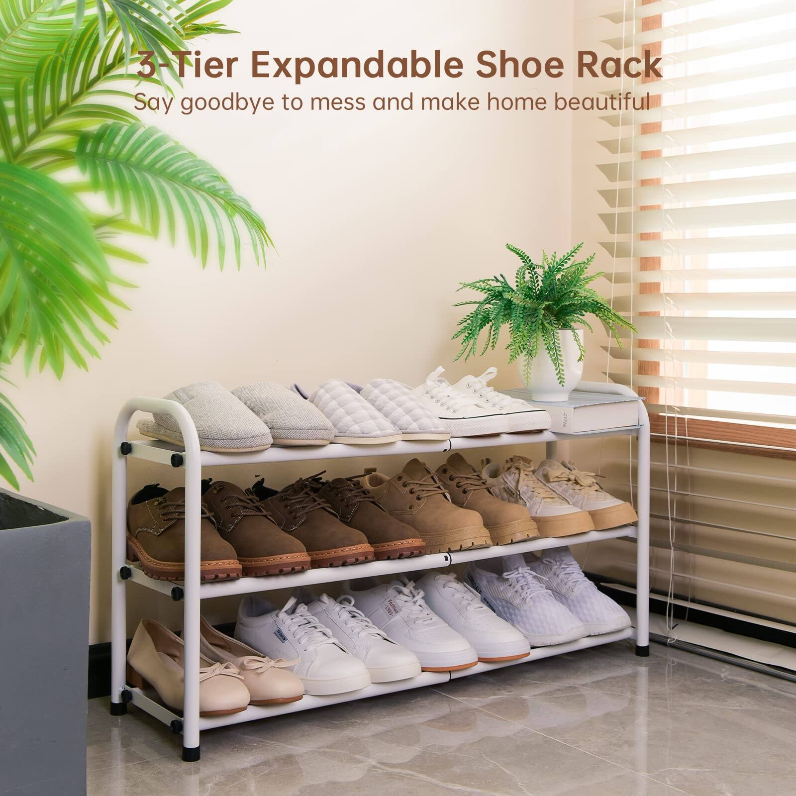 Dazzed Corner 3 Tier Expandable Shoe Rack,Adjustable Heavy Duty Metal ...