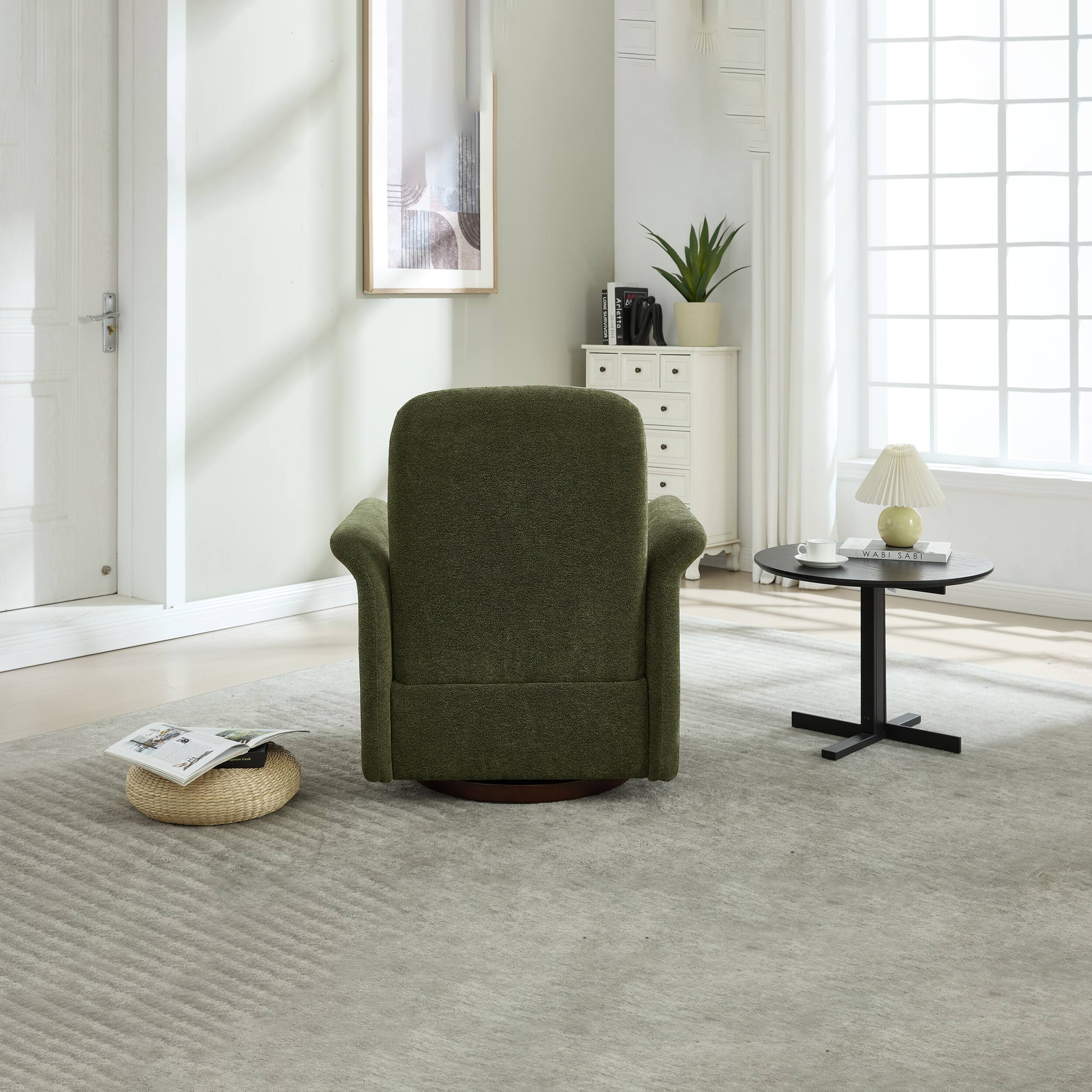 APRILSOUL Swivel Accent Chair Modern Barrel Armchair with Wood Base for ...