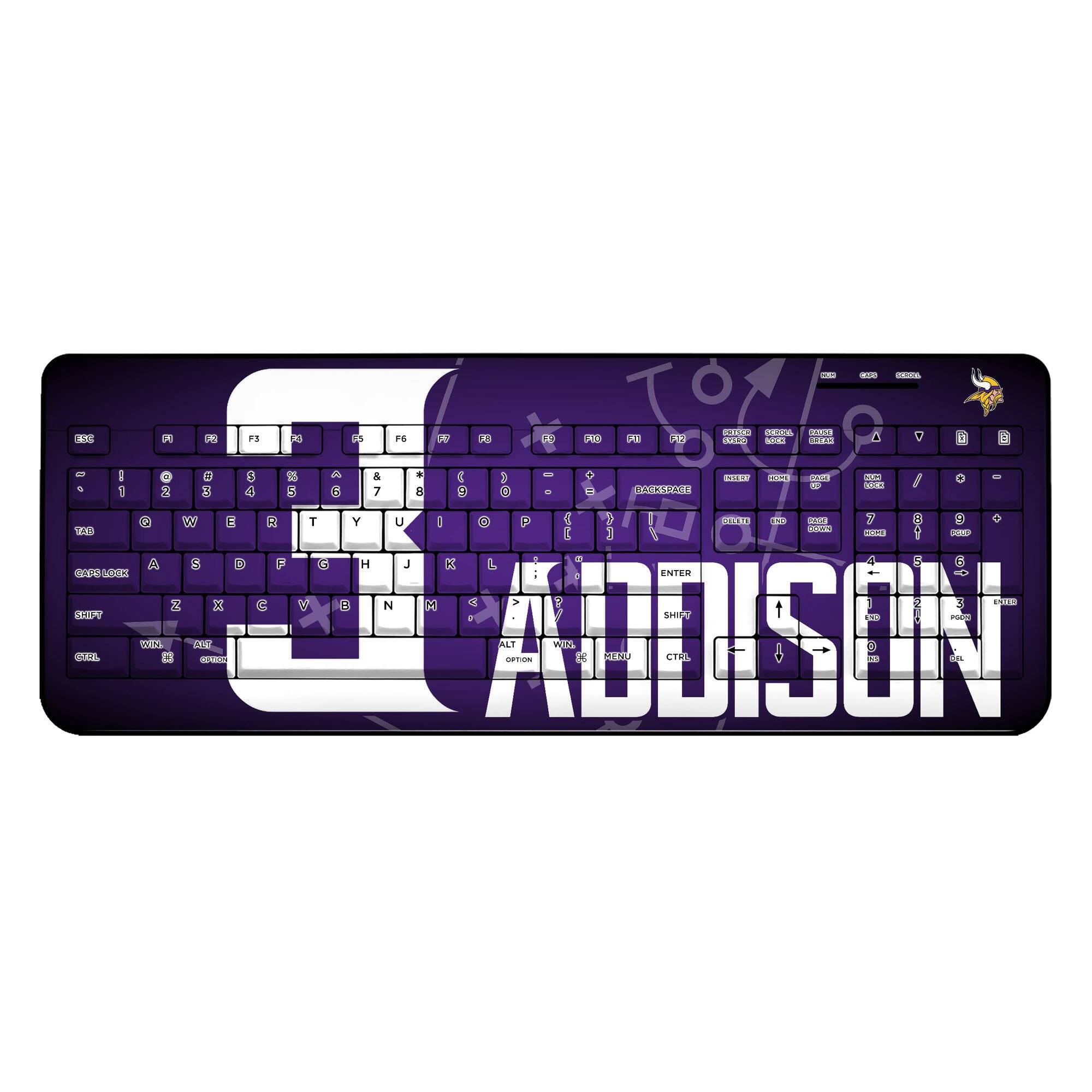 Keyscaper Jordan Addison Minnesota Vikings Wireless Keyboard Black ...