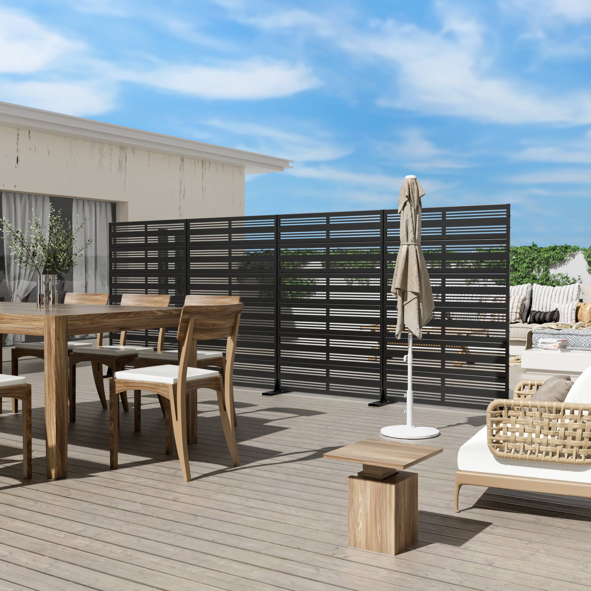 PexFix 72 in. x 47 in. Harold Pattern Metal Outdoor Privacy Screen ...