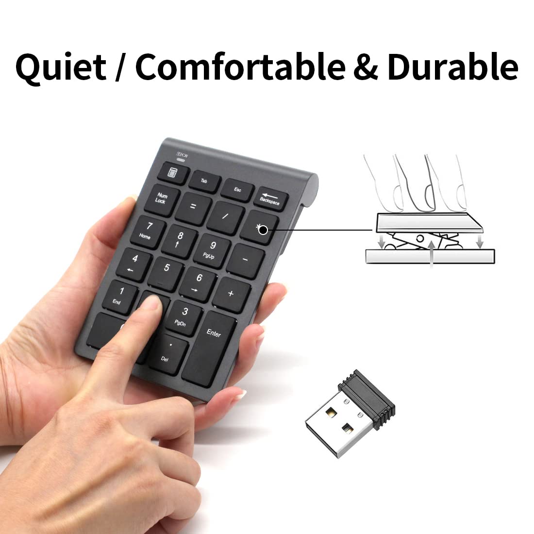 Cozy Serene Number Pad Wireless Numeric Keypad 22 Keys Portable ...