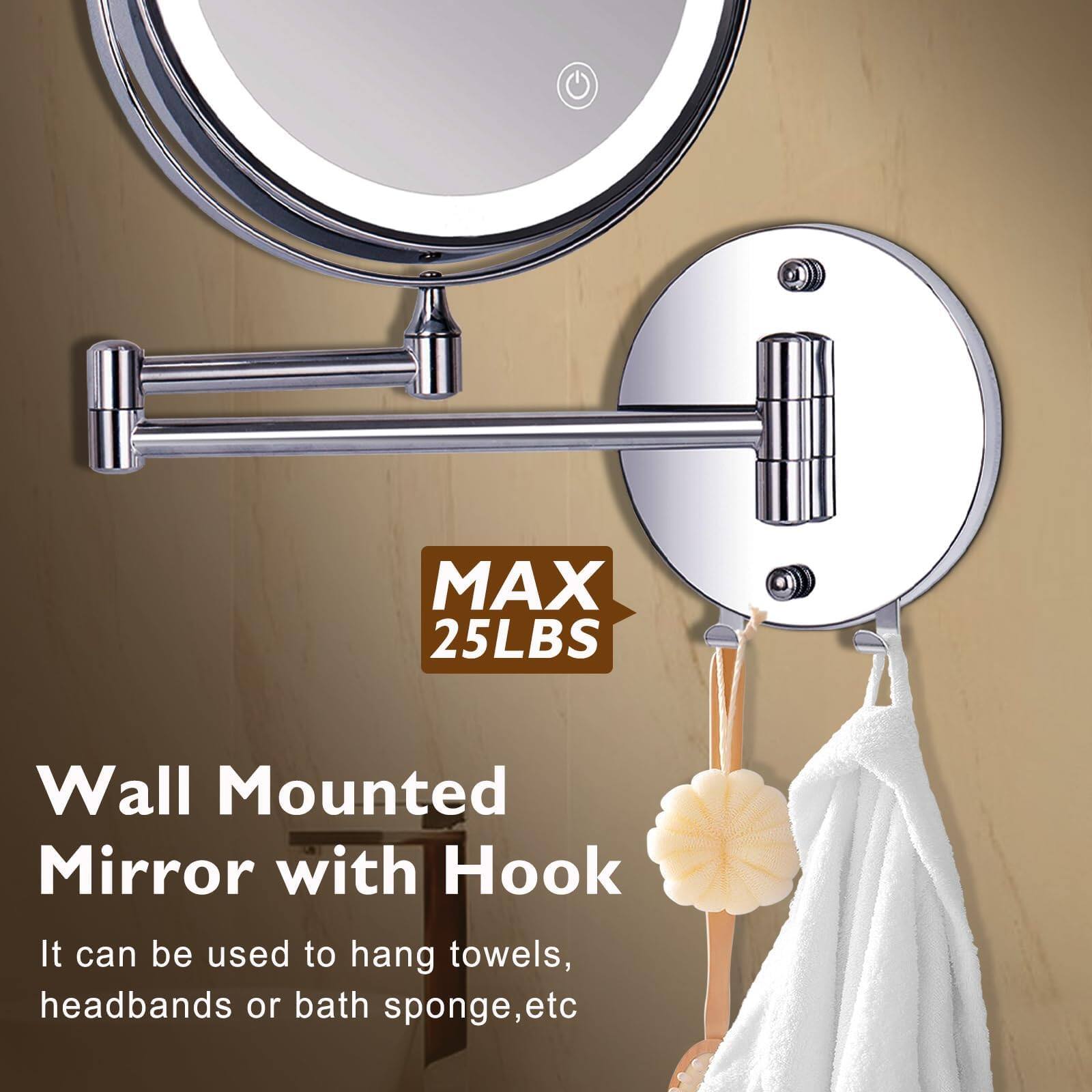 Pacoar Cade Wall mounted Mirror */* Magnifying color Touch dim Light ...