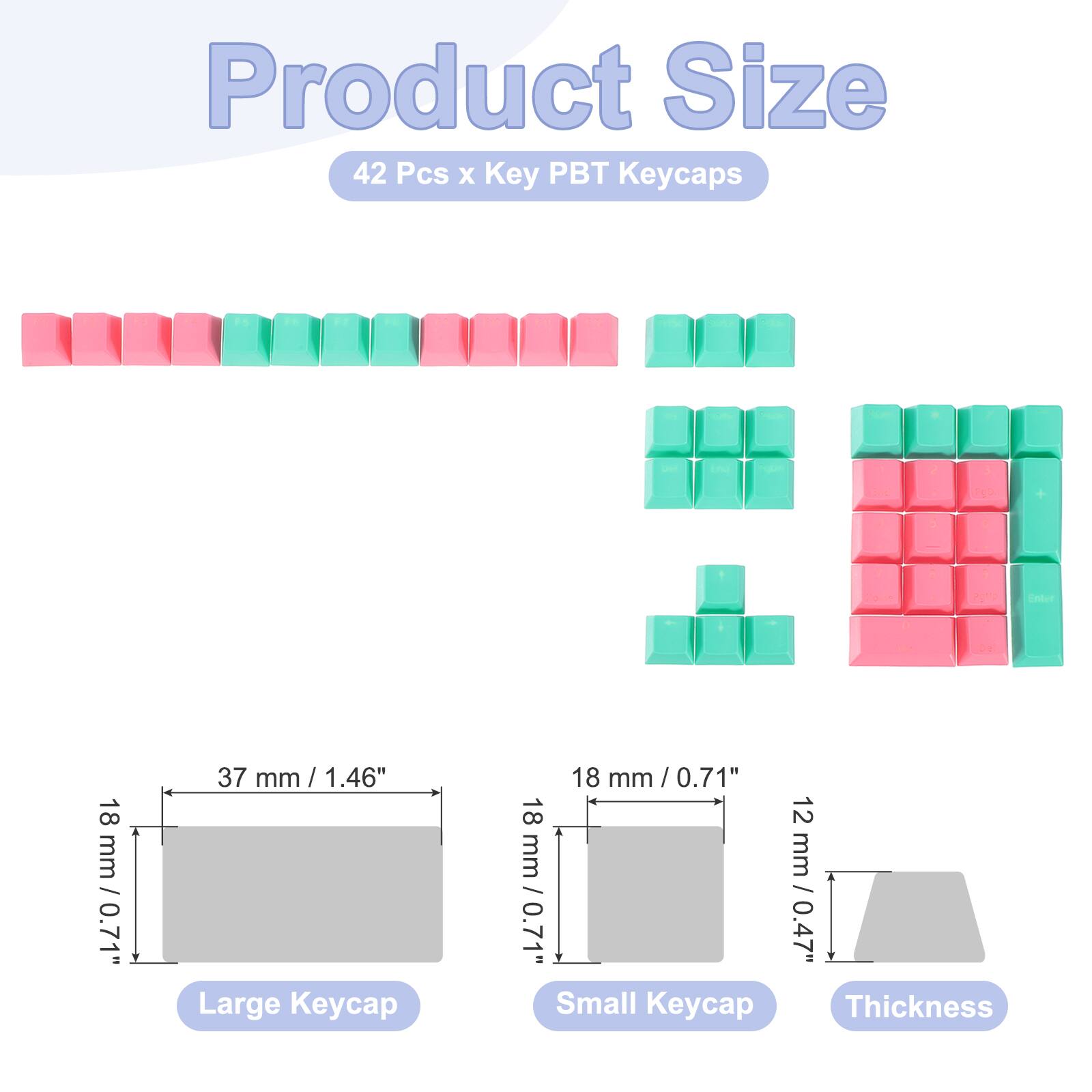 Unique Bargains 42 Keys PBT Keycap Set, Colorful Mechanical Numpad ...