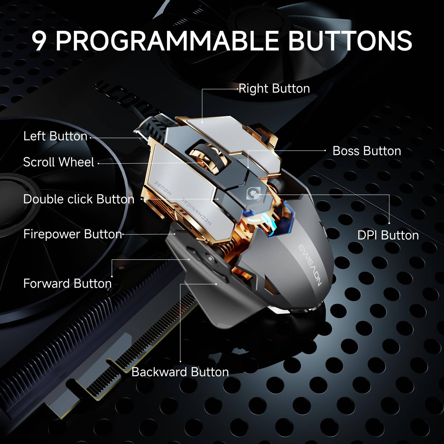 Cedar Assembly Eweadn G5 Wired Gaming Mouse Rgb Computer Adjustable Dpi ...