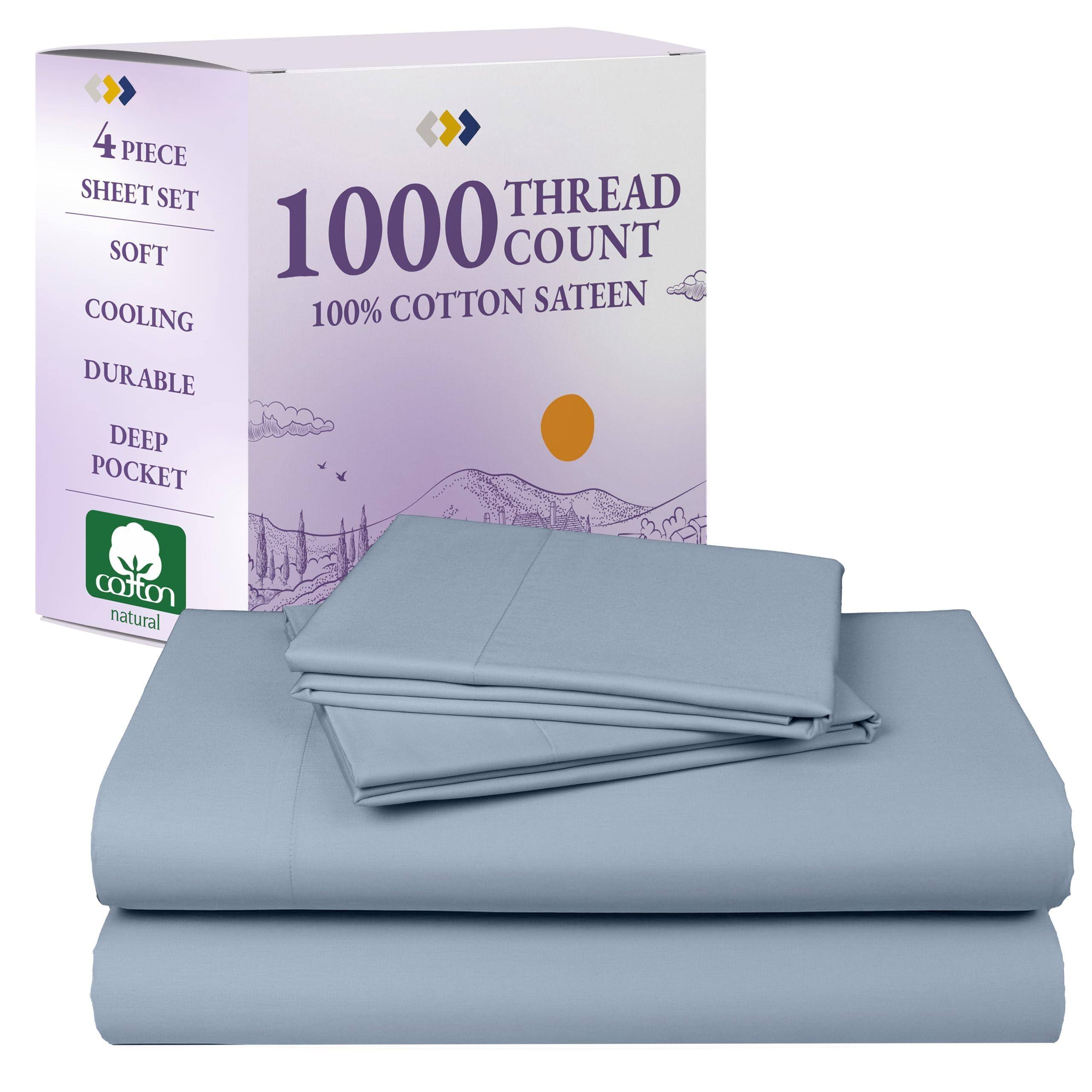 Dapper Styles King Sheets Set Luxury 1000 Thread Count Sateen Thick And Cotton Bed Sheet Deep ...