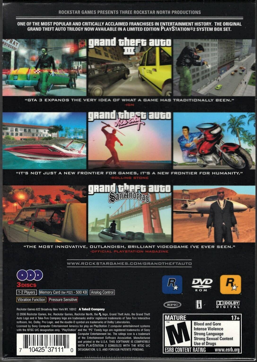 Grand Theft Auto: The Trilogy III, Vice City, San Andreas [PlayStation ...