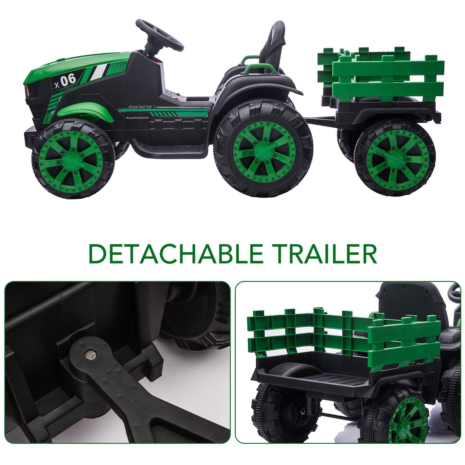 Jojoka 12V Kids Electric Tractor, Parent Remote Control, Safety Belt ...