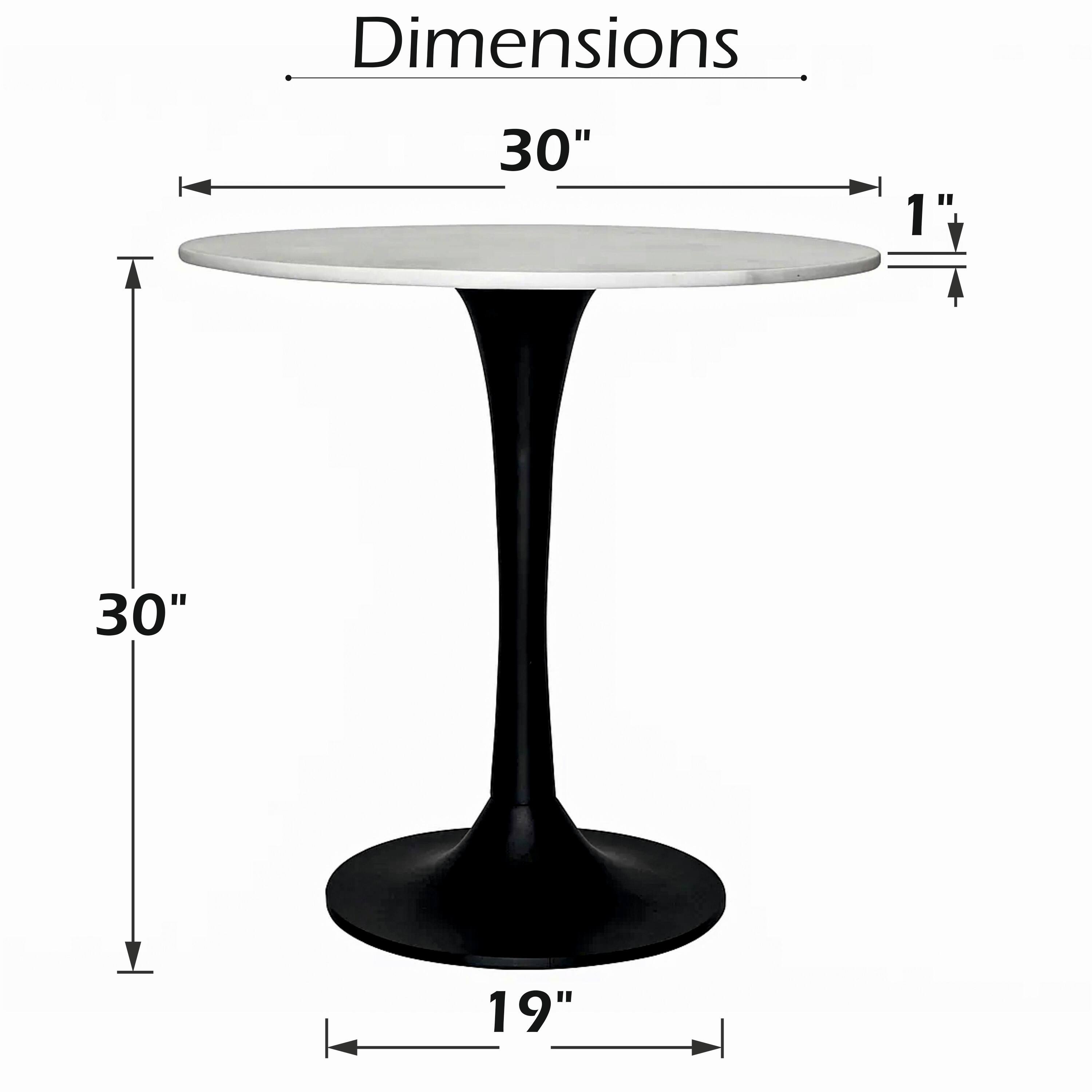Manhattan Lane Mara Dining Table | 30 Inch Round White Genuine Marble ...