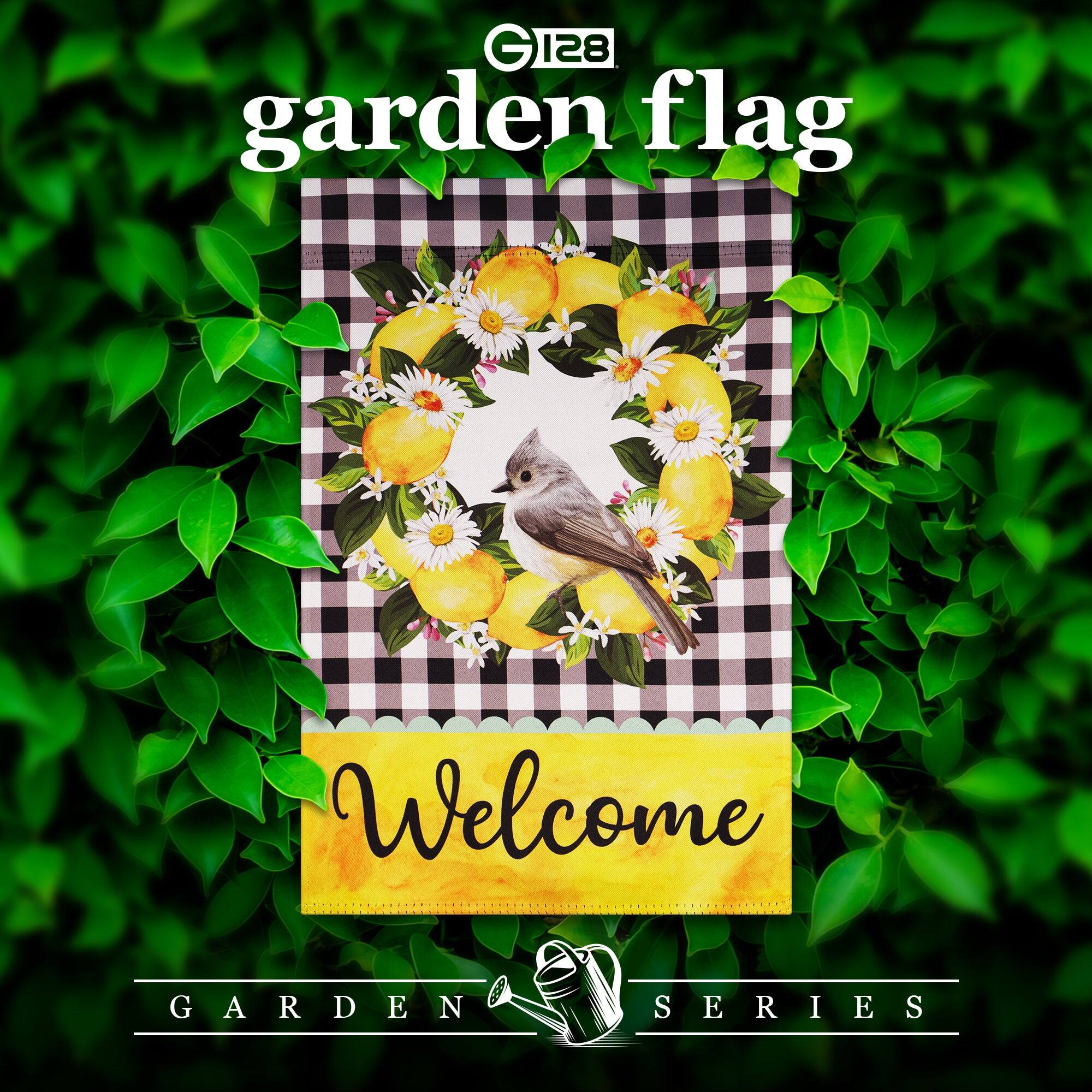 G128 Garden Flag Welcome Bird with Fruit Wreath 12 x 18 in Blockout ...